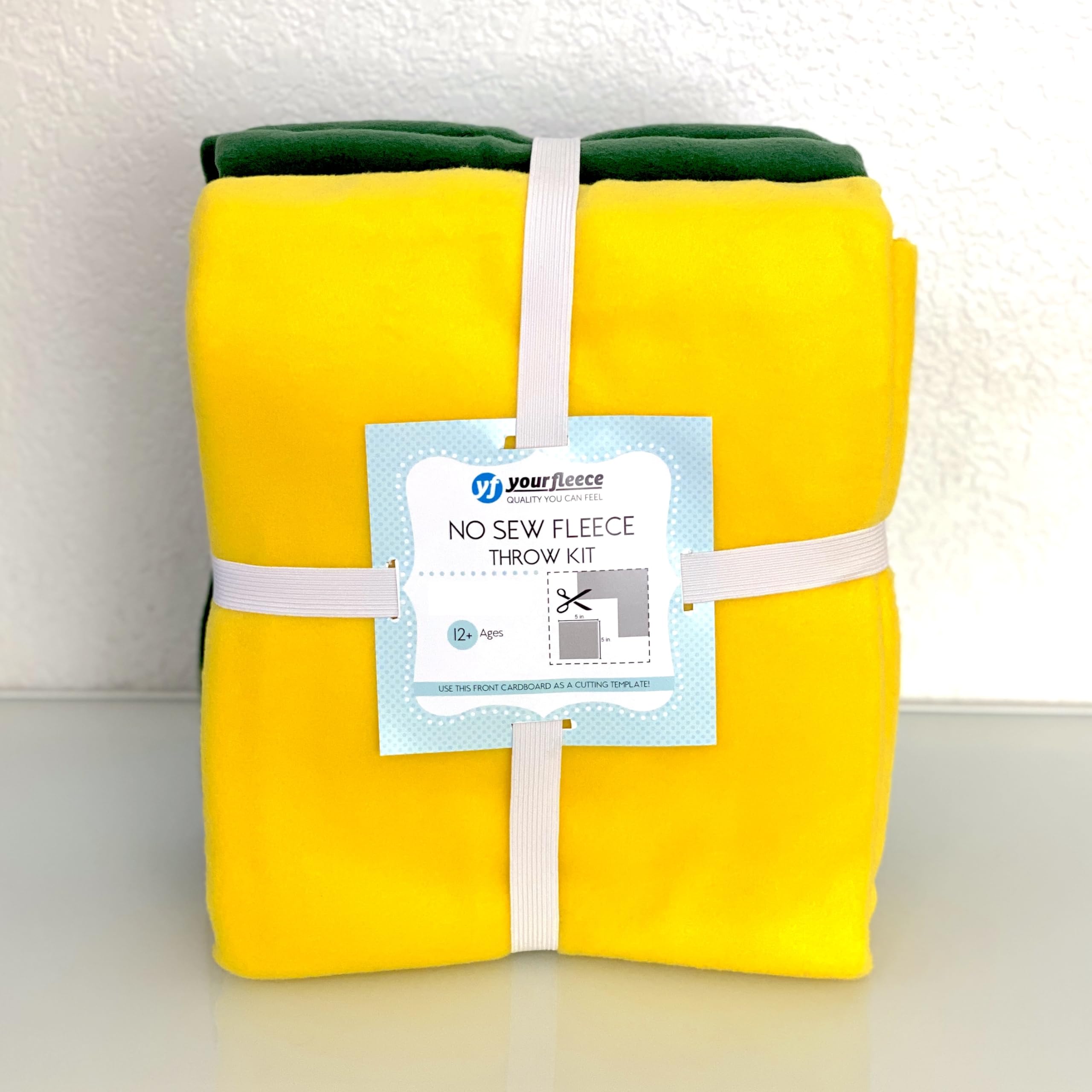 Amazon.com: Solid Fleece No Sew Throw Kit - Yellow/Forest Green (50x60 ...