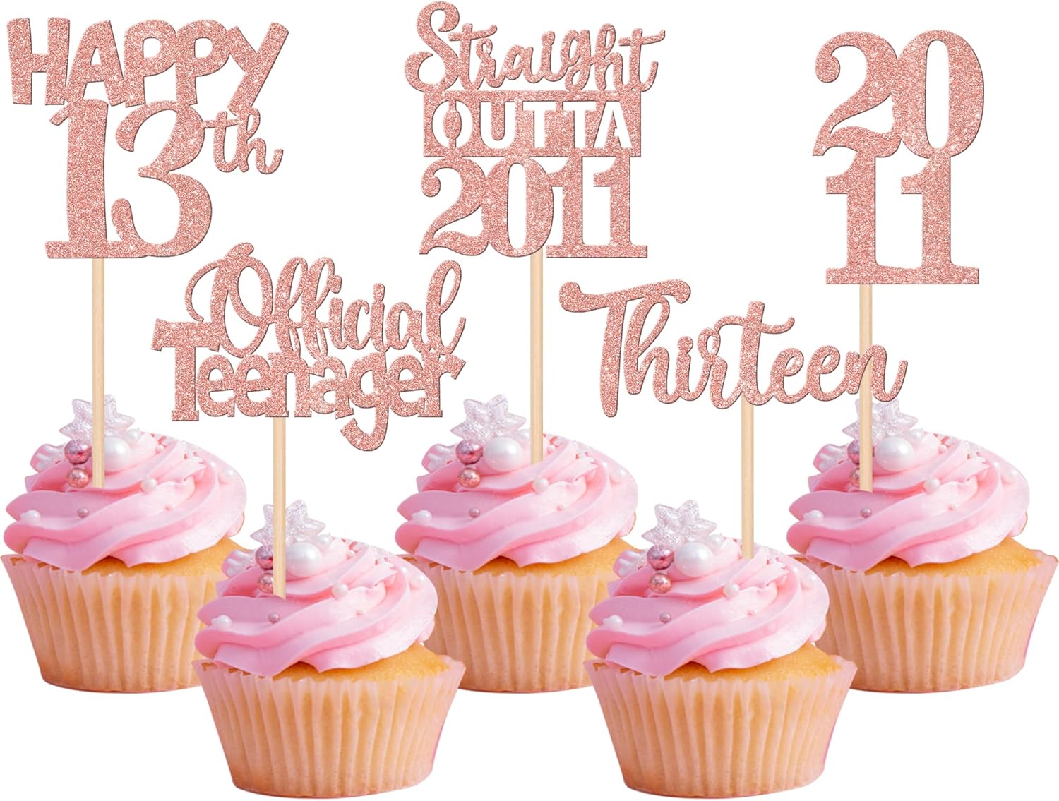 Amazon.com: 30PCS 13th Birthday Cupcake Toppers Glitter Thirteen Happy ...