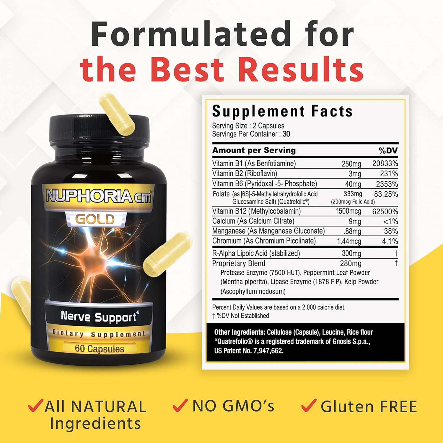 Buy NUPHORIA cm® Gold - Nerve Support Formula for Relief with R-Alpha ...