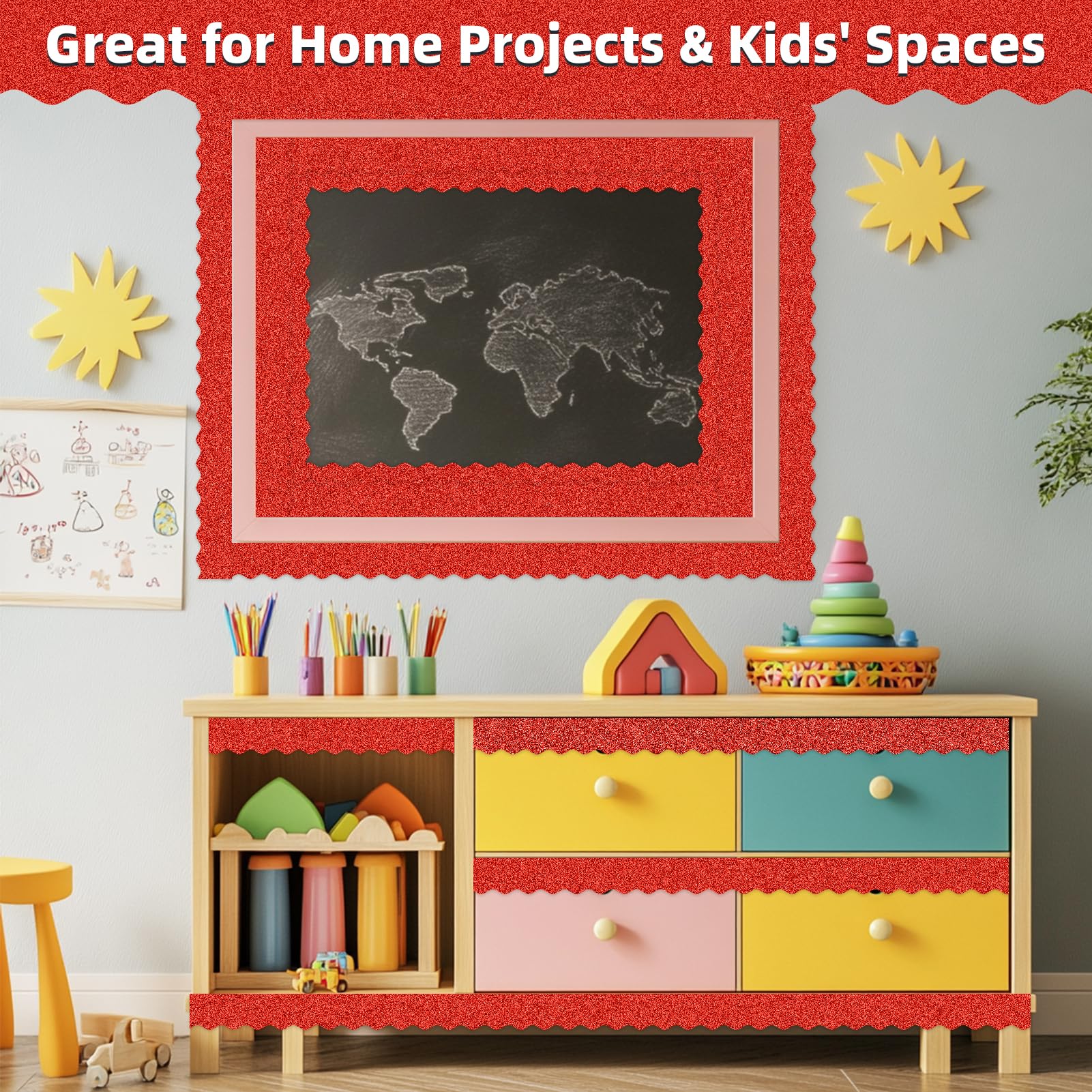 Snapklik.com : 6 Rolls 196.8 Ft Valentines Day Glitter Bulletin Board ...