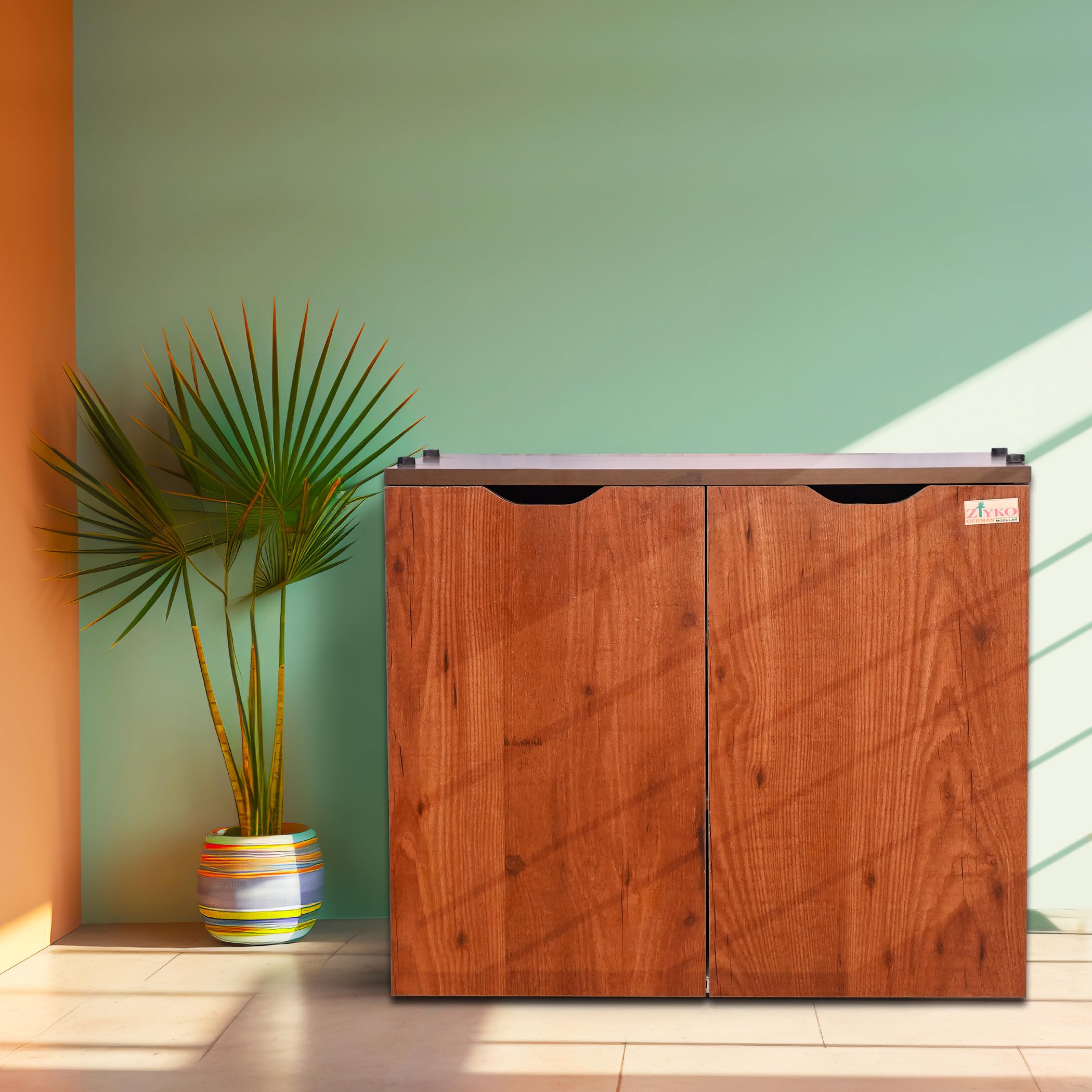 ZIYKO Wooden Shoe Rack with Floor Mount 2 Door 2 Shelf | Shoe Rack ...