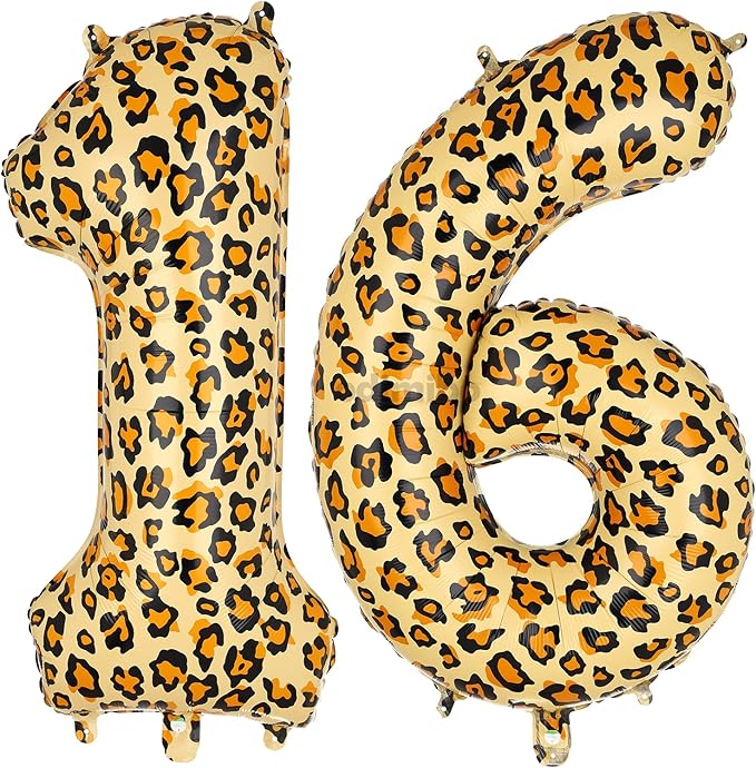 Amazon.com: Leopard Print Number 16 Balloons Birthday Party Decorations ...