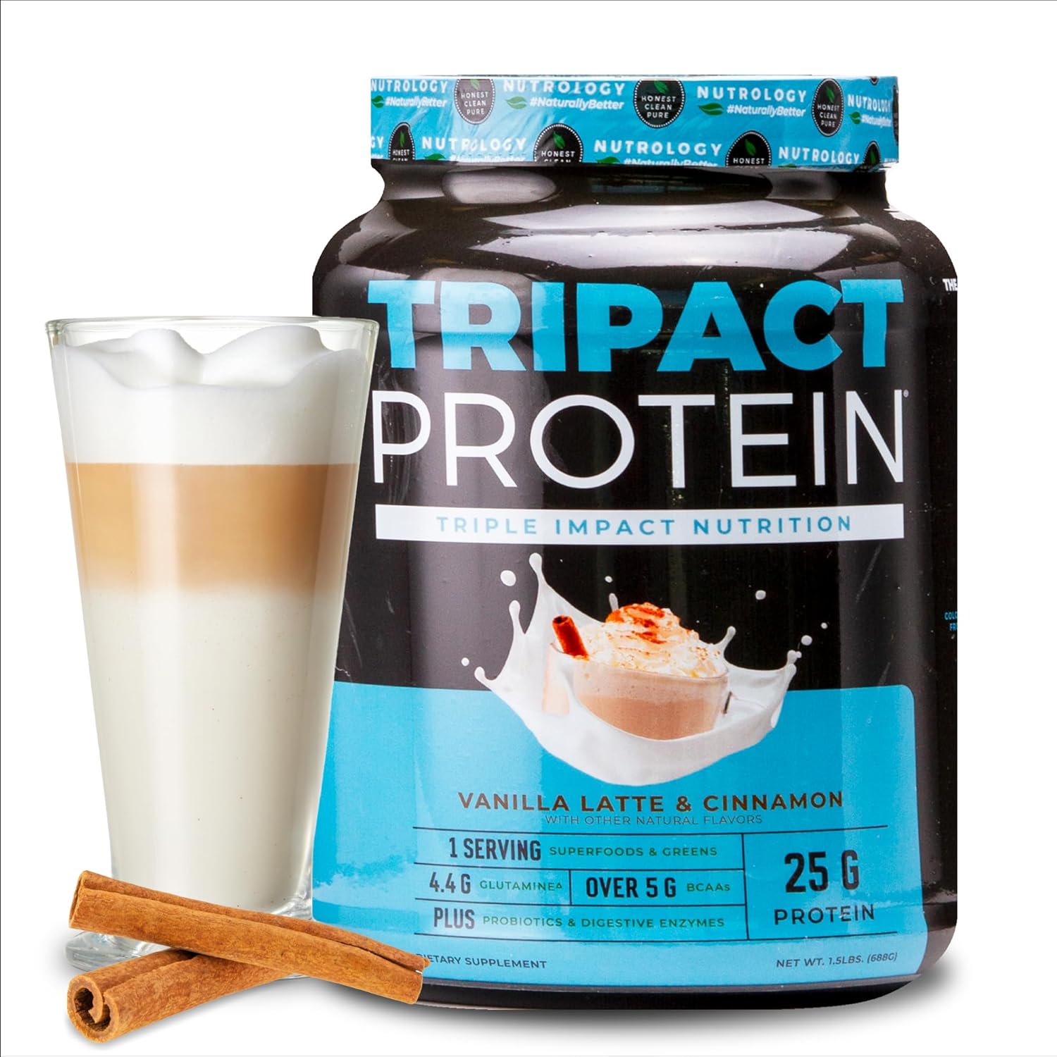 Amazon.com: Nutrology TRIPACT Protein Powder, Vanilla Latte Cinnamon ...