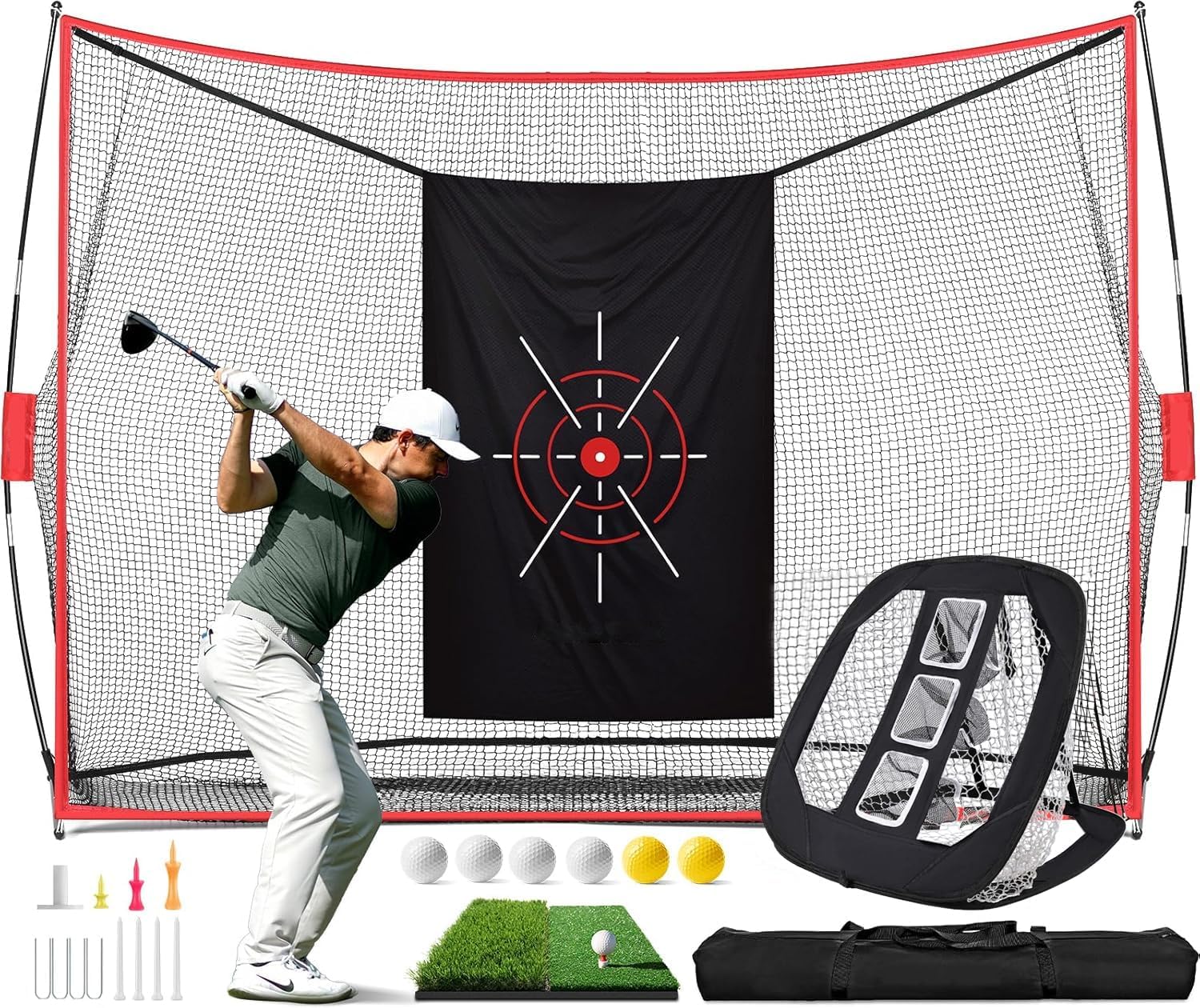 Forubar Golf Practice Net, 3x2m Golf Net with Chipping Net, Golf Mat ...