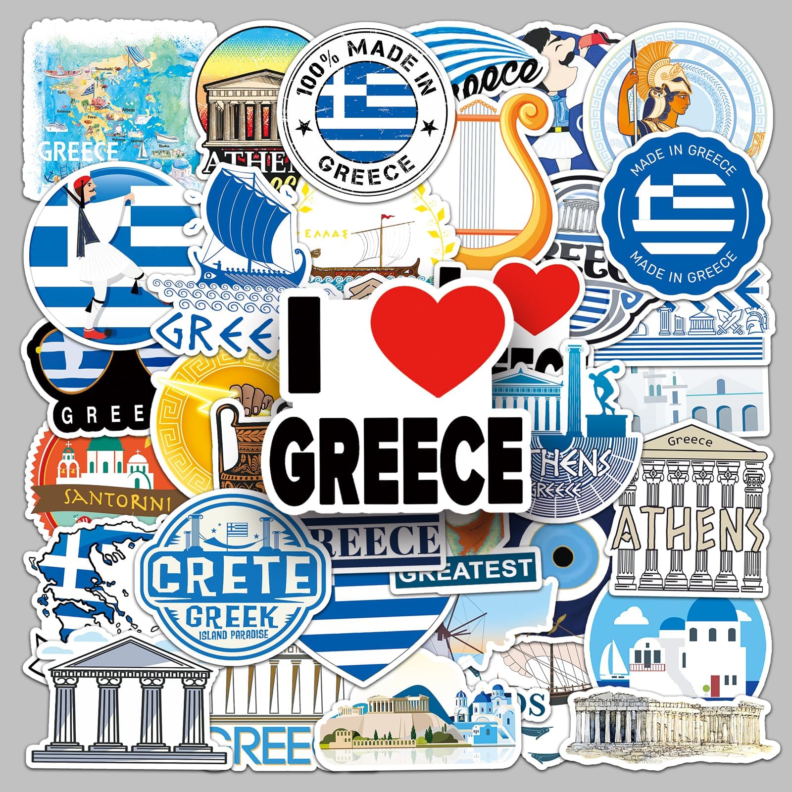 A4 Sticker Sheet Greece Landmarks Vinyl Stickers - Greek Athens City ...