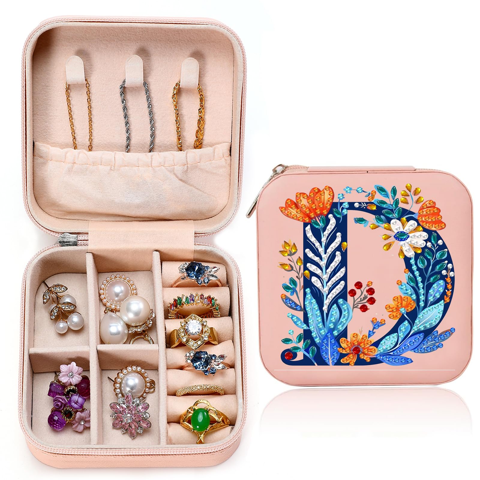 Amazon.com: Leatrice Diamond Art Jewelry Box Girls Mini Jewelry Box ...