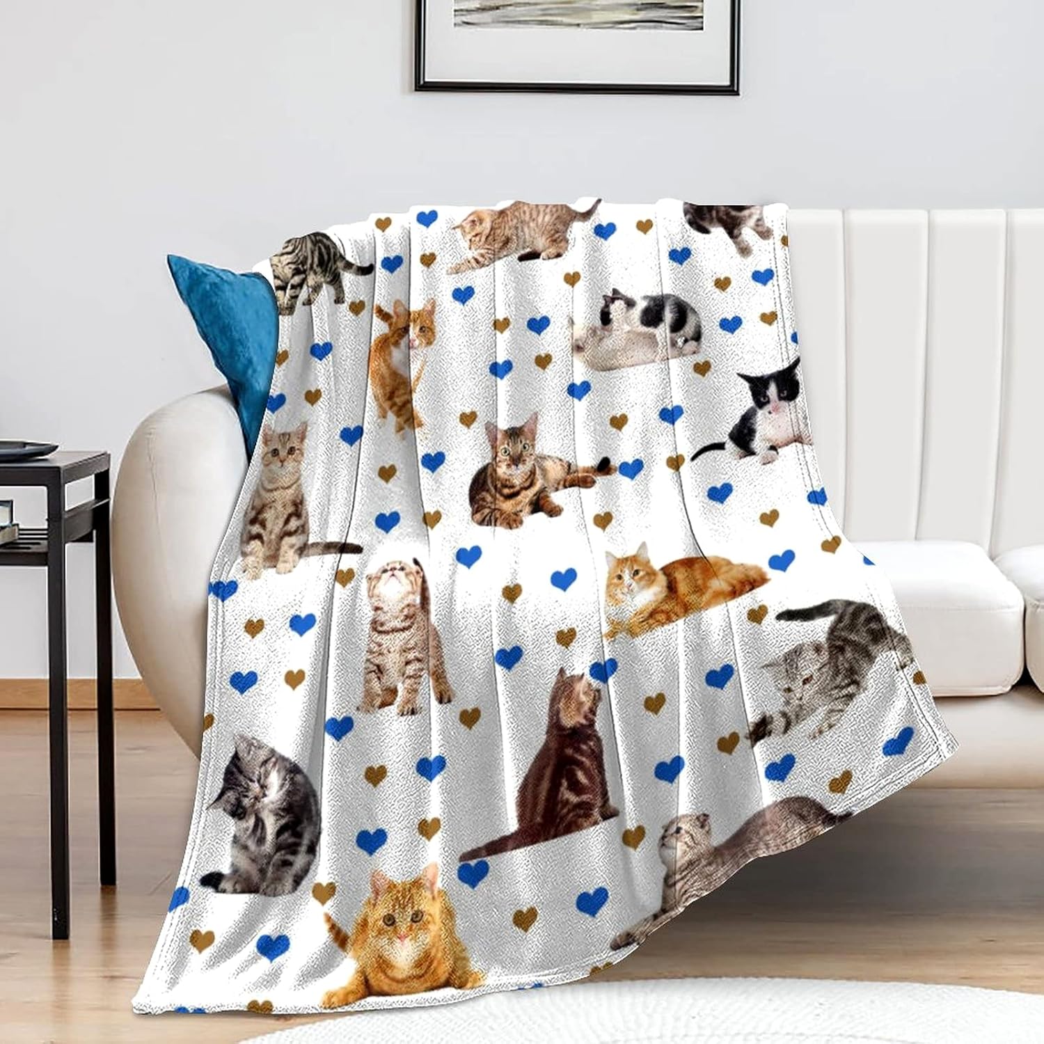 Amazon.com: Cute Cat Blanket Soft Flannel Cat Throw Blankets Kids ...