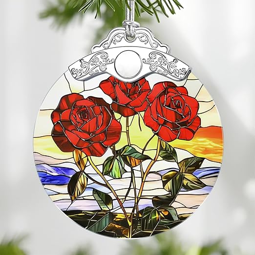 Christmas Ornaments: Stained Glass-Style June Birth Flower Ornament ...