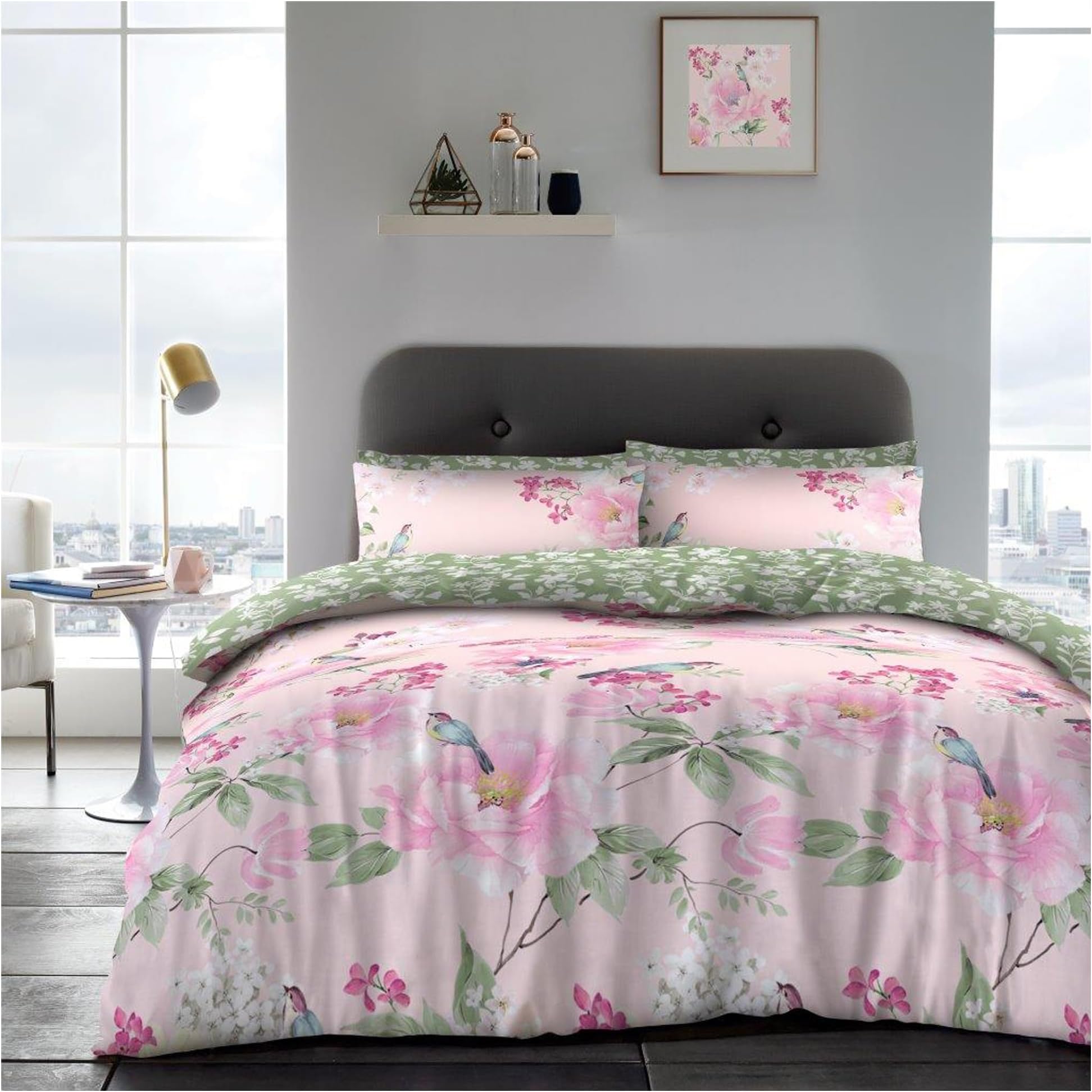 Lions Floral Bedding Set - 4 Piece King Size Bed Duvet Cover with ...