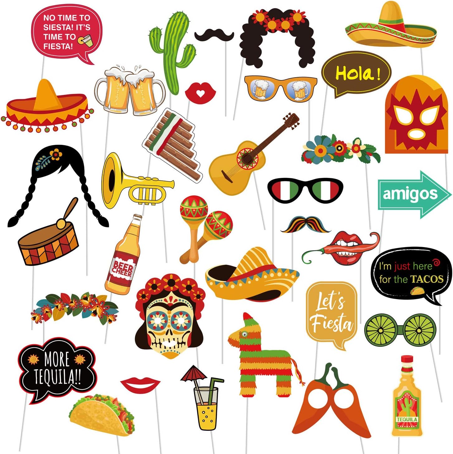 Amazon.com: DmHirmg Fiesta Photo Booth Props,Perfect for Mexican Photo ...