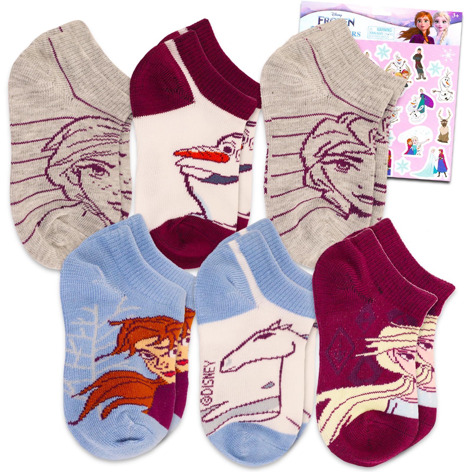 Amazon.com: Disney Frozen Novelty Socks Set - Bundle with 6 Pairs of ...
