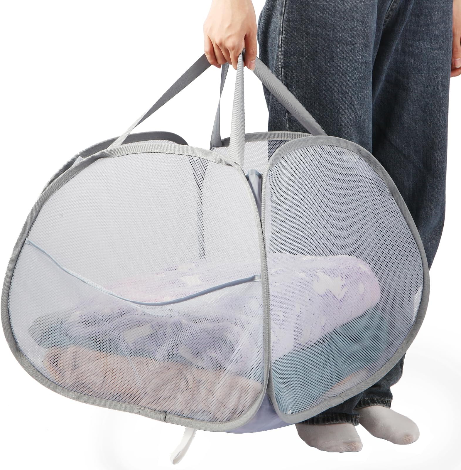 Amazon.com: Durable Collapsible Laundry Baskets, Mesh Pop Up Laundry ...