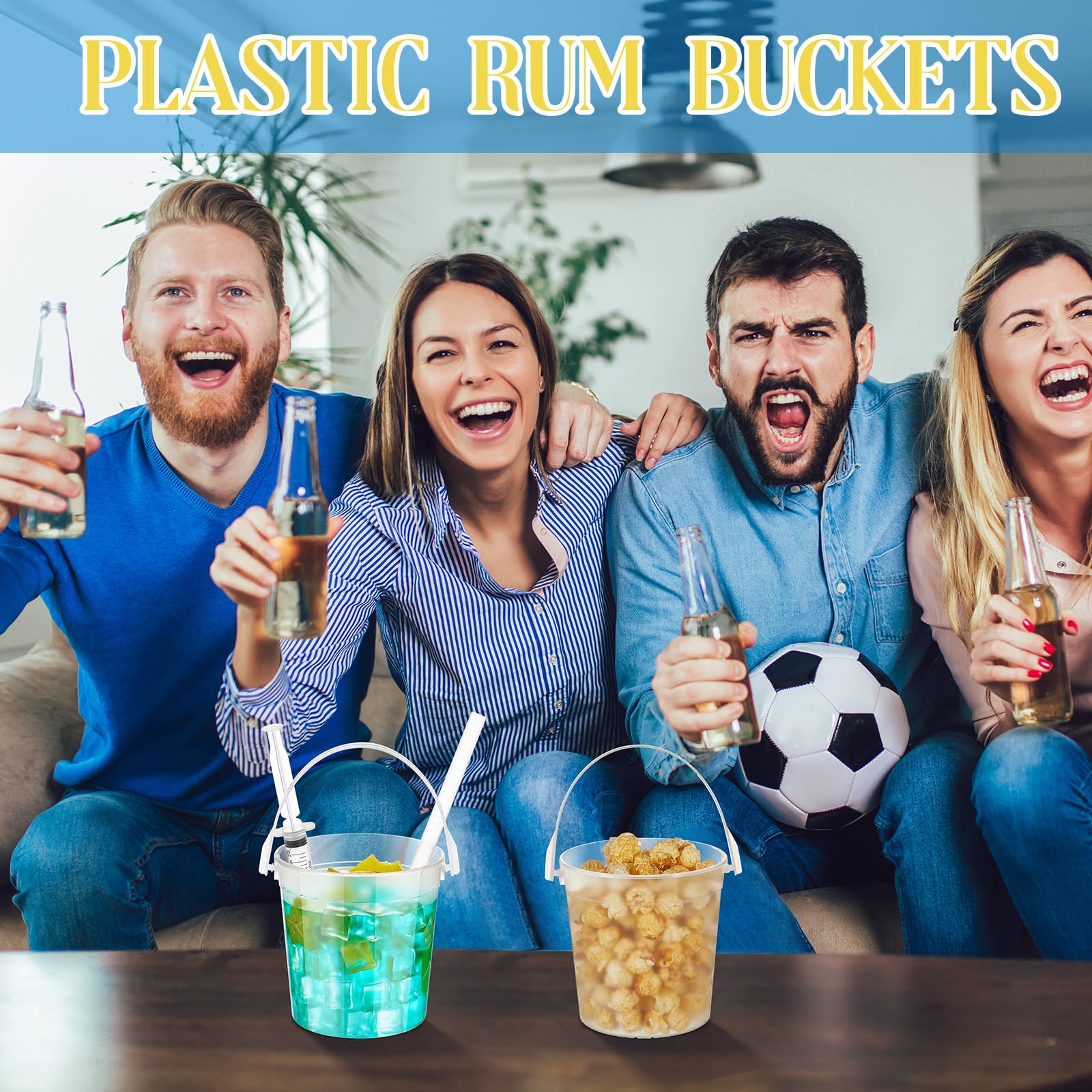 Snapklik.com : Willinglong 20 Pack 32 Oz Clear Plastic Rum Buckets For ...