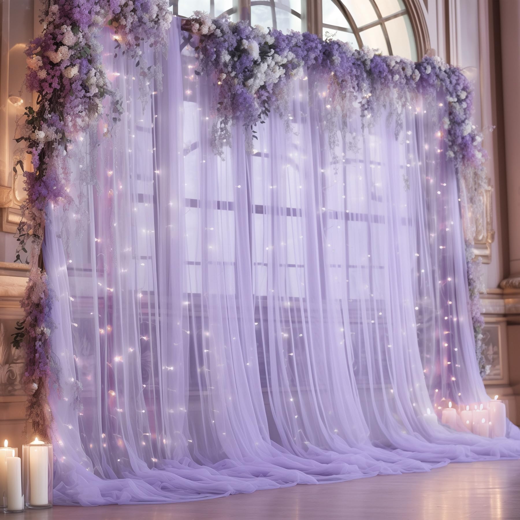 Amazon.com: 10ft x 10ft Purple Backdrop Curtain Panels with Lights ...