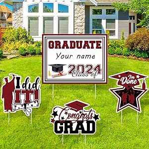 Amazon.com : Maroon Graduation Yard Sign, Personalized Maroon and Black ...