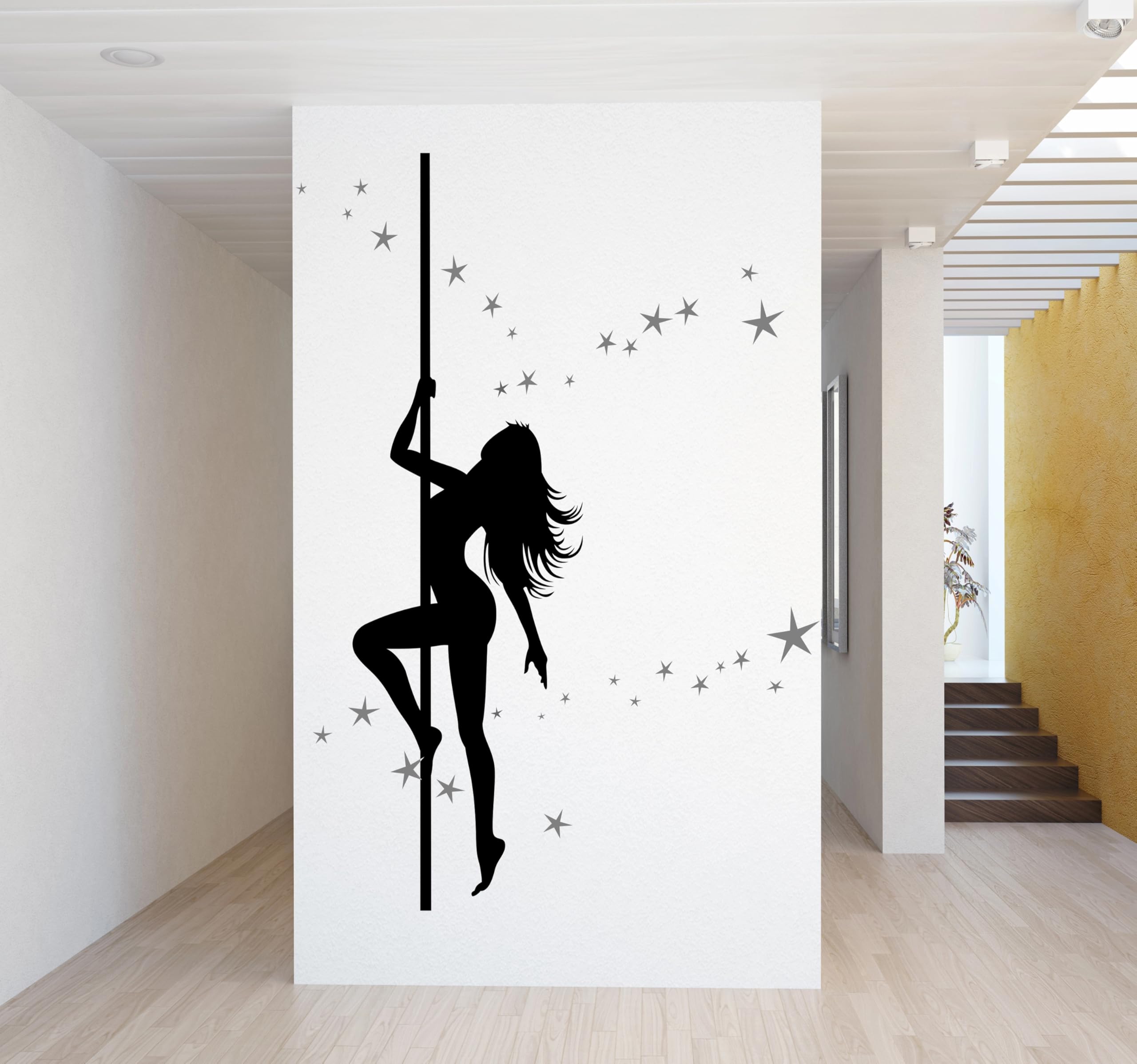 Amazon.com: Pole Dancer Stars Wall Art Vinyl Decal - Sexy Girl Pole ...