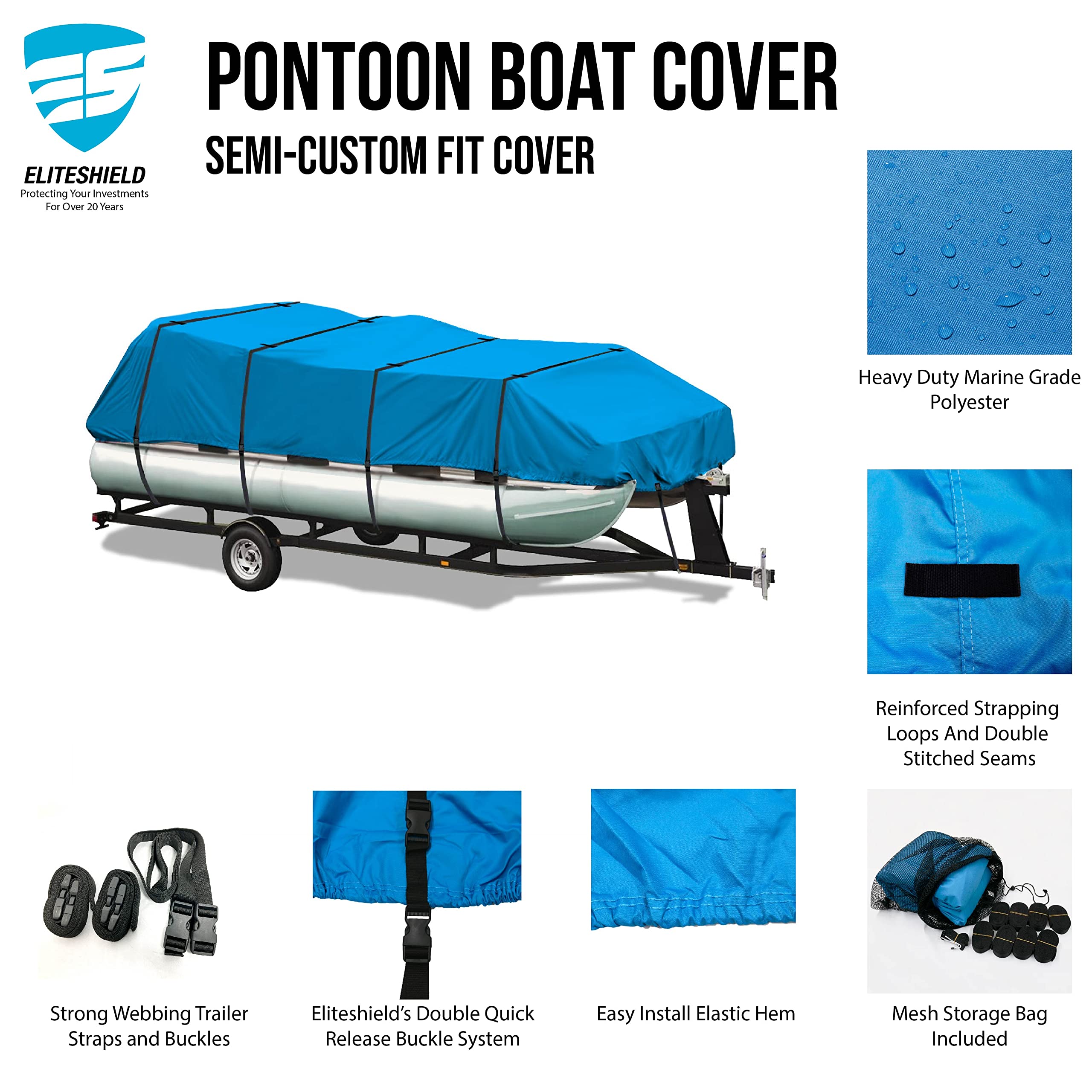 Snapklik.com : Waterproof Pontoon Boat Cover, Heavy Duty 600D Polyester ...