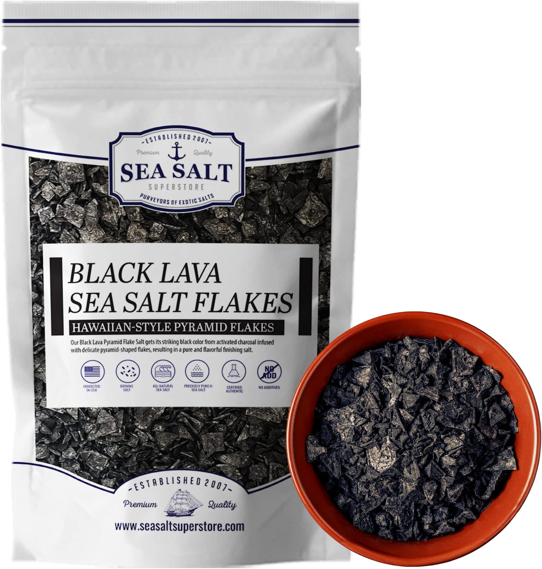 Amazon.com : Viva Doria Hawaiian Black Lava Sea Salt, Lava Salt, Medium ...