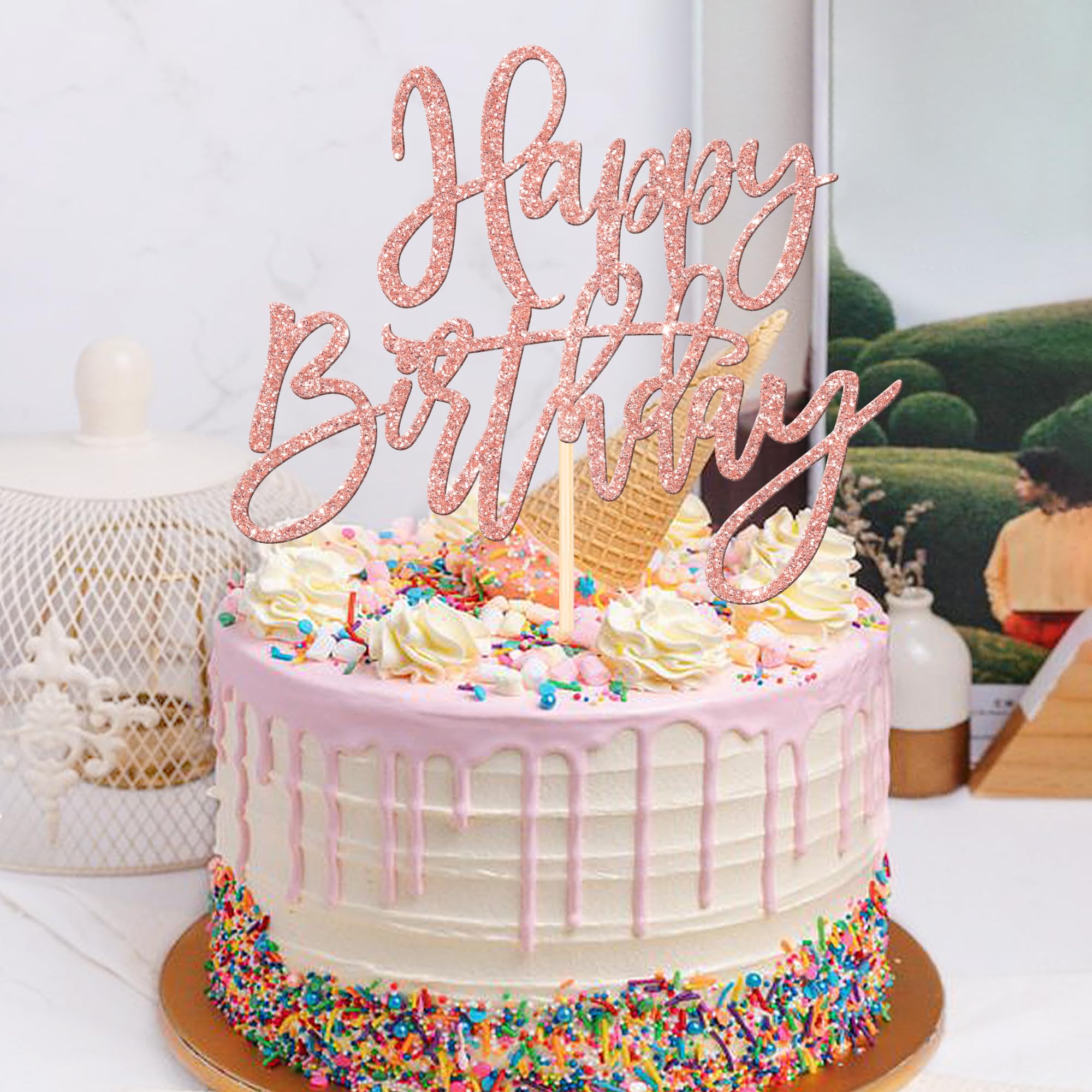 Snapklik.com : 1 PCS Happy Birthday Cake Topper Glitter Happy Birthday ...