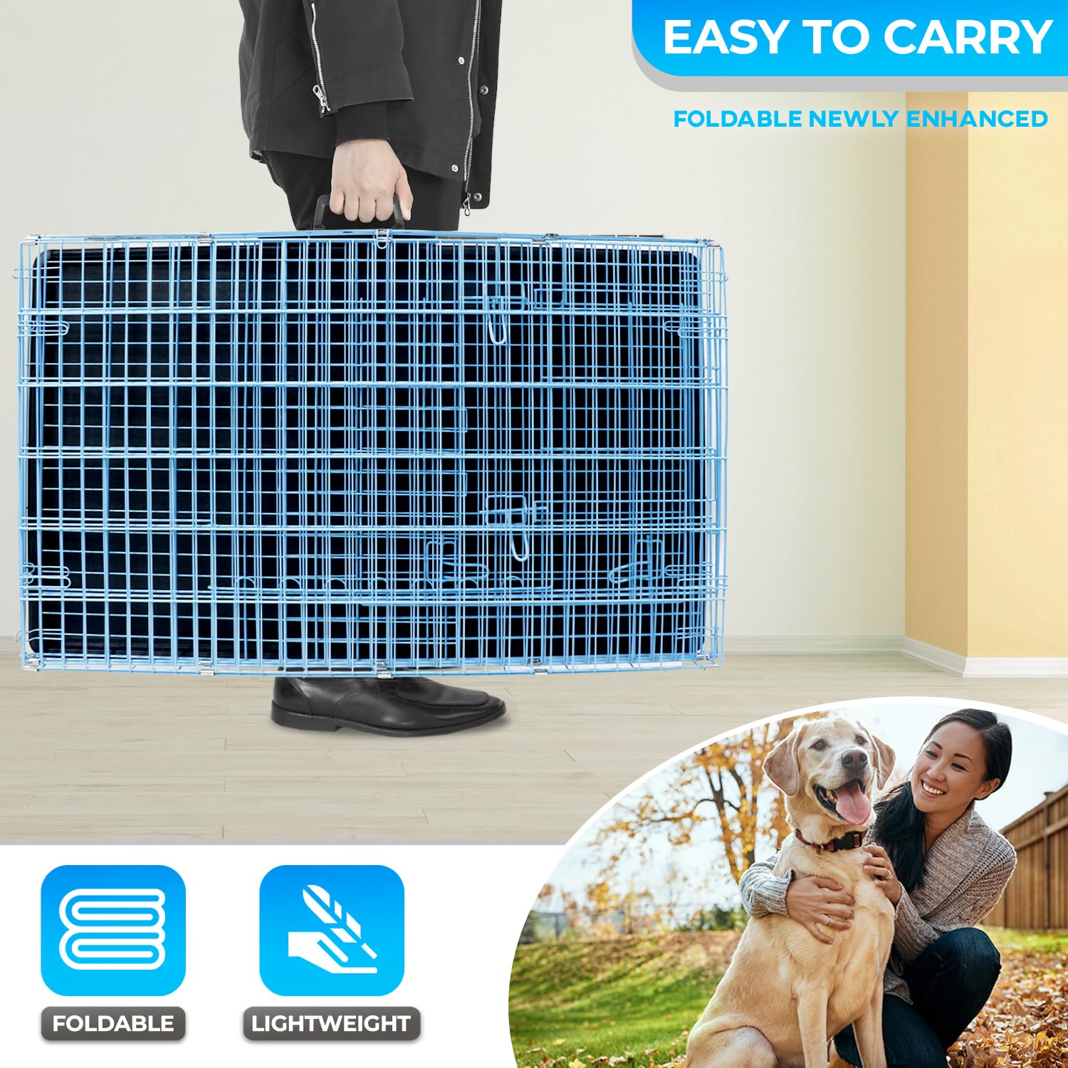 Snapklik.com : FDW Dog Crate For Large Dogs 42 Inch Folding Metal ...
