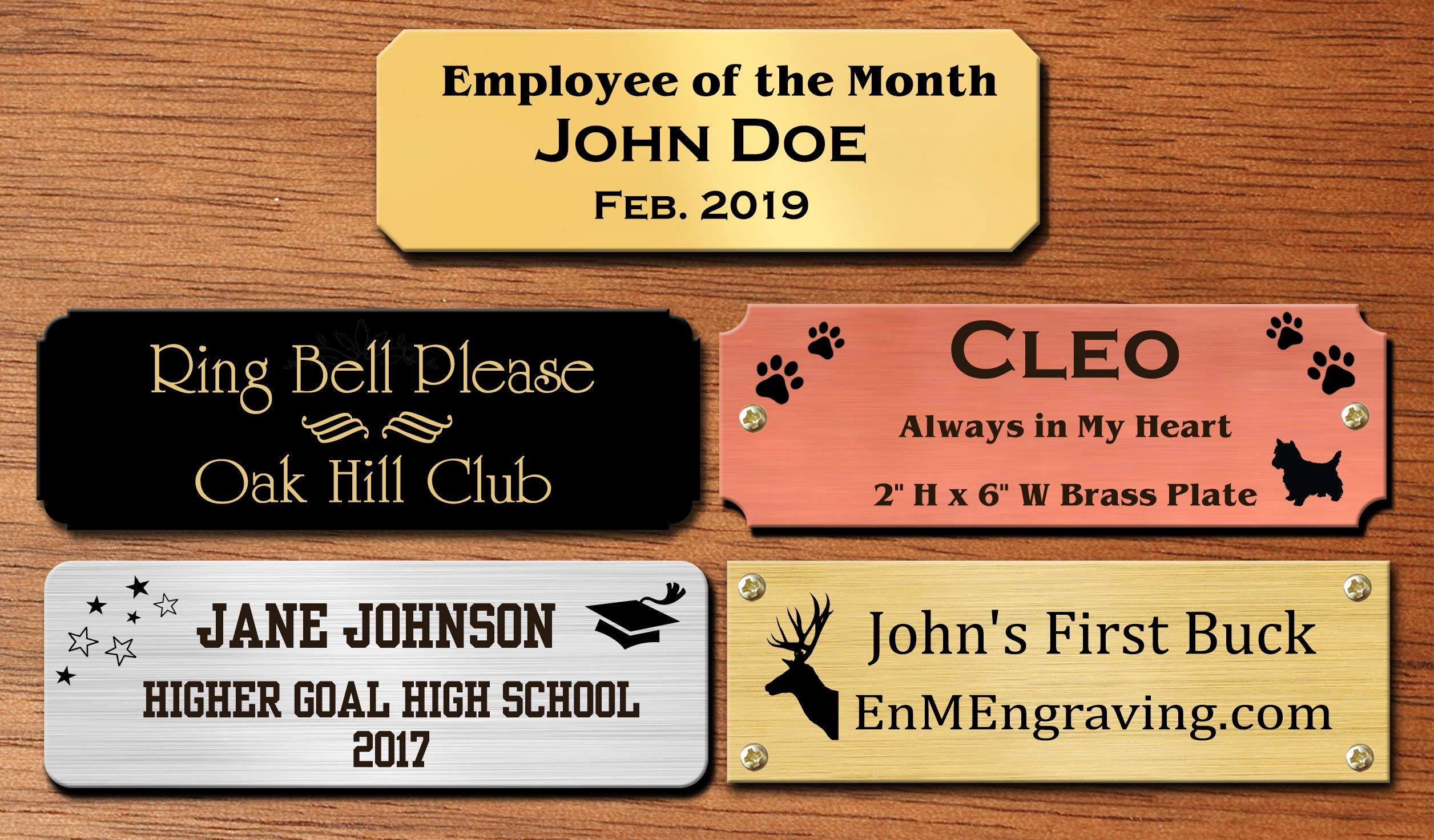 Buy 2" H x 6" W, Solid Brass Satin Name Plates, Personalized Custom ...