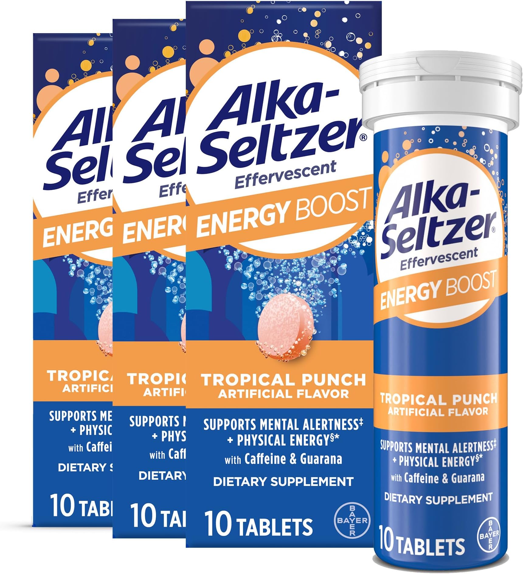 Amazon.com: Alka-Seltzer Energy Boost: Caffeine & Guarana, B Vitamins ...