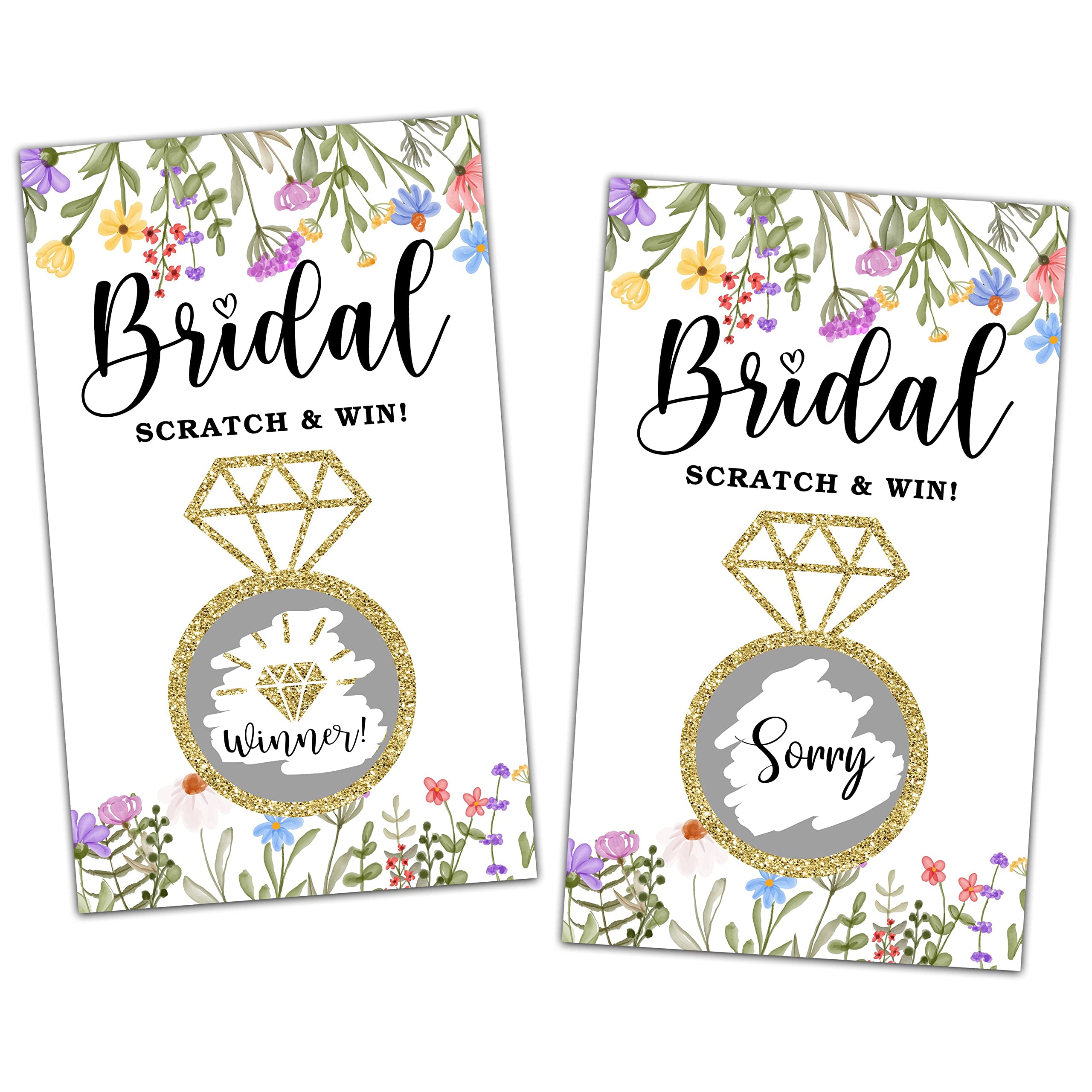 Amazon.com: Bridal Shower Scratch Off Game Cards, Spring Flower Bridal ...