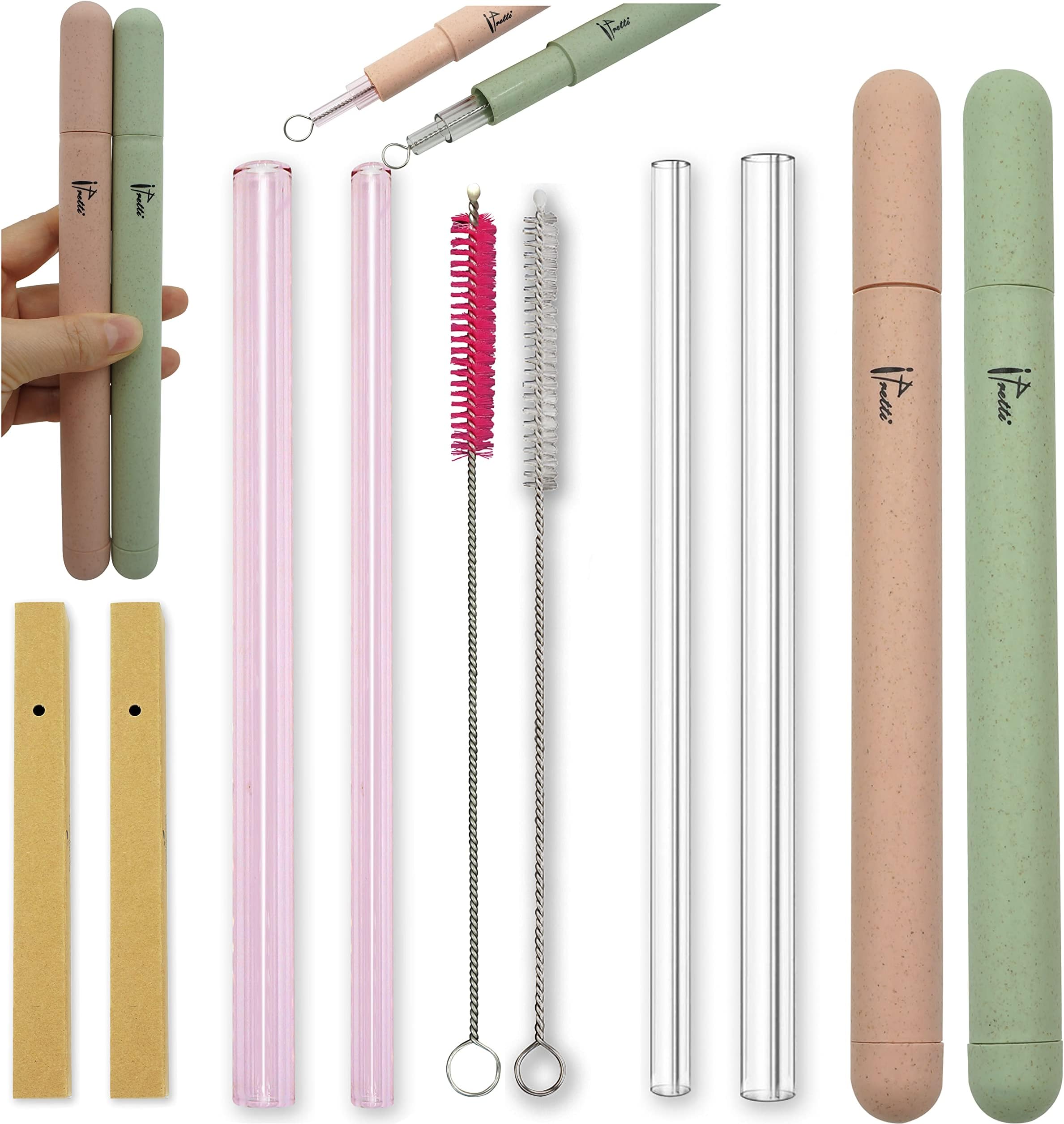 Amazon.com: NEBYWOLD Reusable Glass Wide Boba Drinking Straws Fat ...