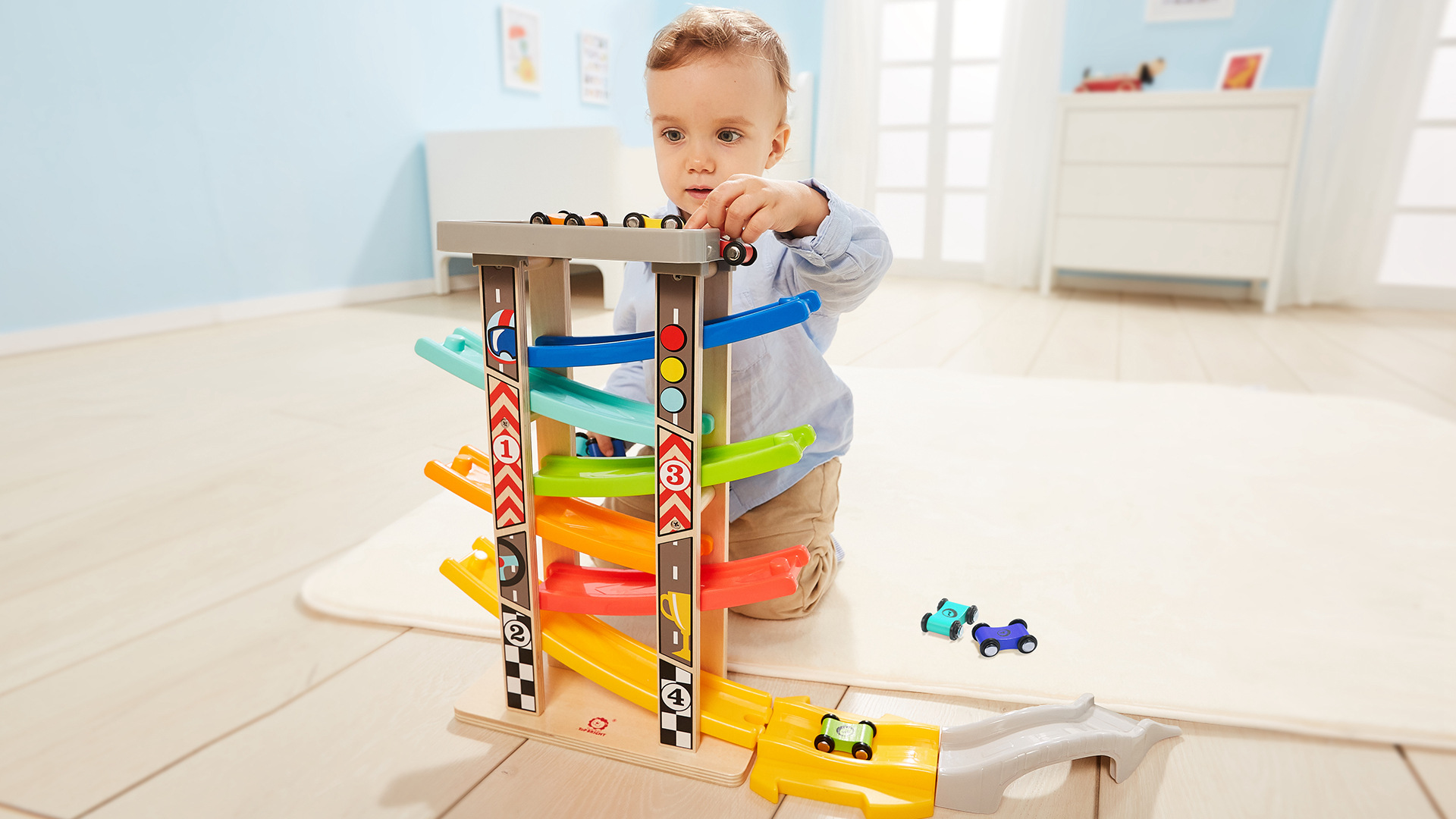 TOP BRIGHT Wooden Race Track, Car Ramp Toys for Toddlers 18+ Months ...