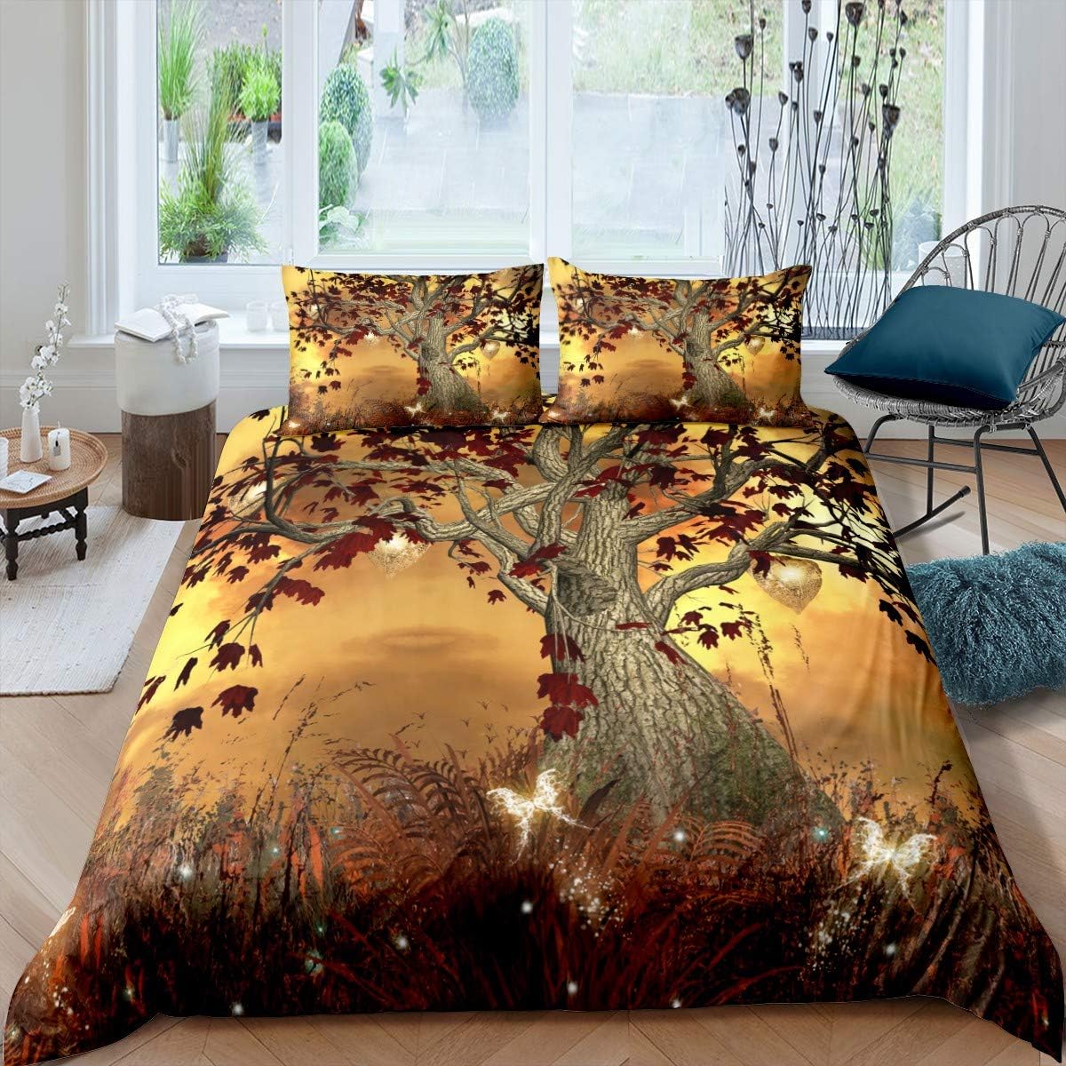 Amazon.com: Feelyou Tree of Life Duvet Cover Set Natural Scenery ...