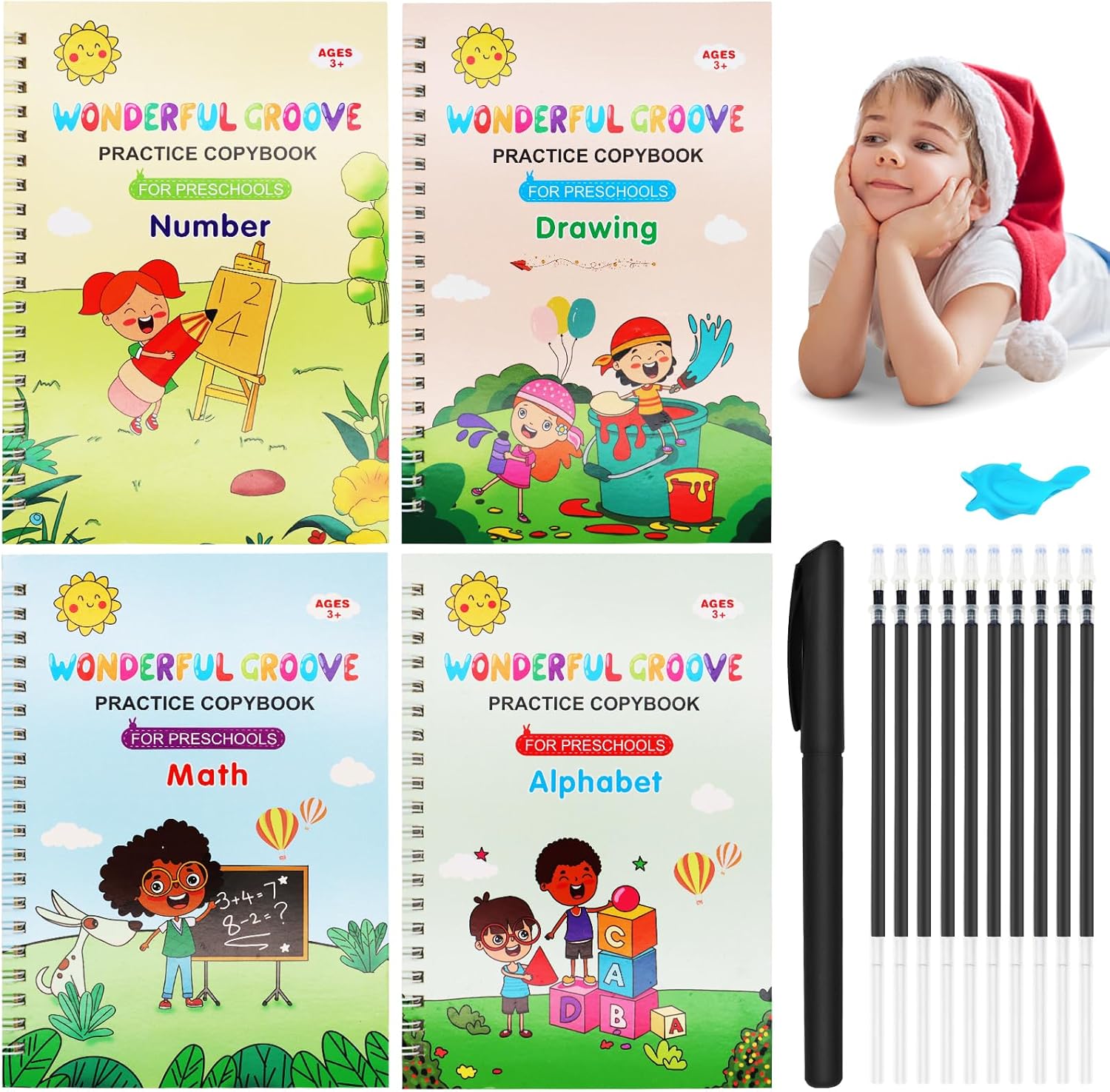 Amazon.com : 𝟒𝐏𝐂𝐒 𝐆𝐫𝐨𝐨𝐯𝐞𝐝 𝐇𝐚𝐧𝐝𝐰𝐫𝐢𝐭𝐢𝐧𝐠 𝐁𝐨𝐨𝐤, Letter Tracing for Kids ...