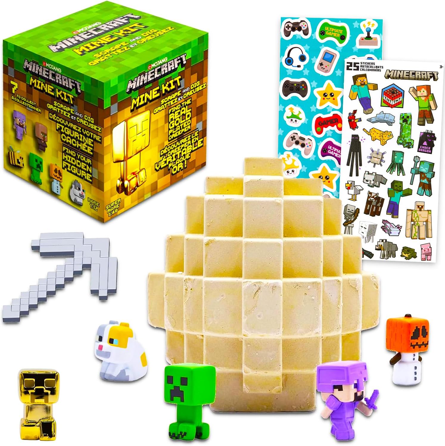 Amazon.com: Minecraft Mine Kit Gold Creeper Dig It Toy - Bundle with ...