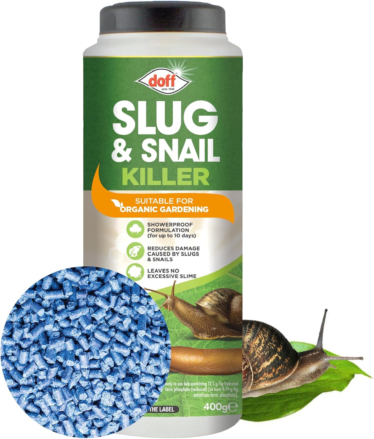 Doff Slug & Snail Killer | 400g Garden Slug Pellets | Ferric Phosphate ...