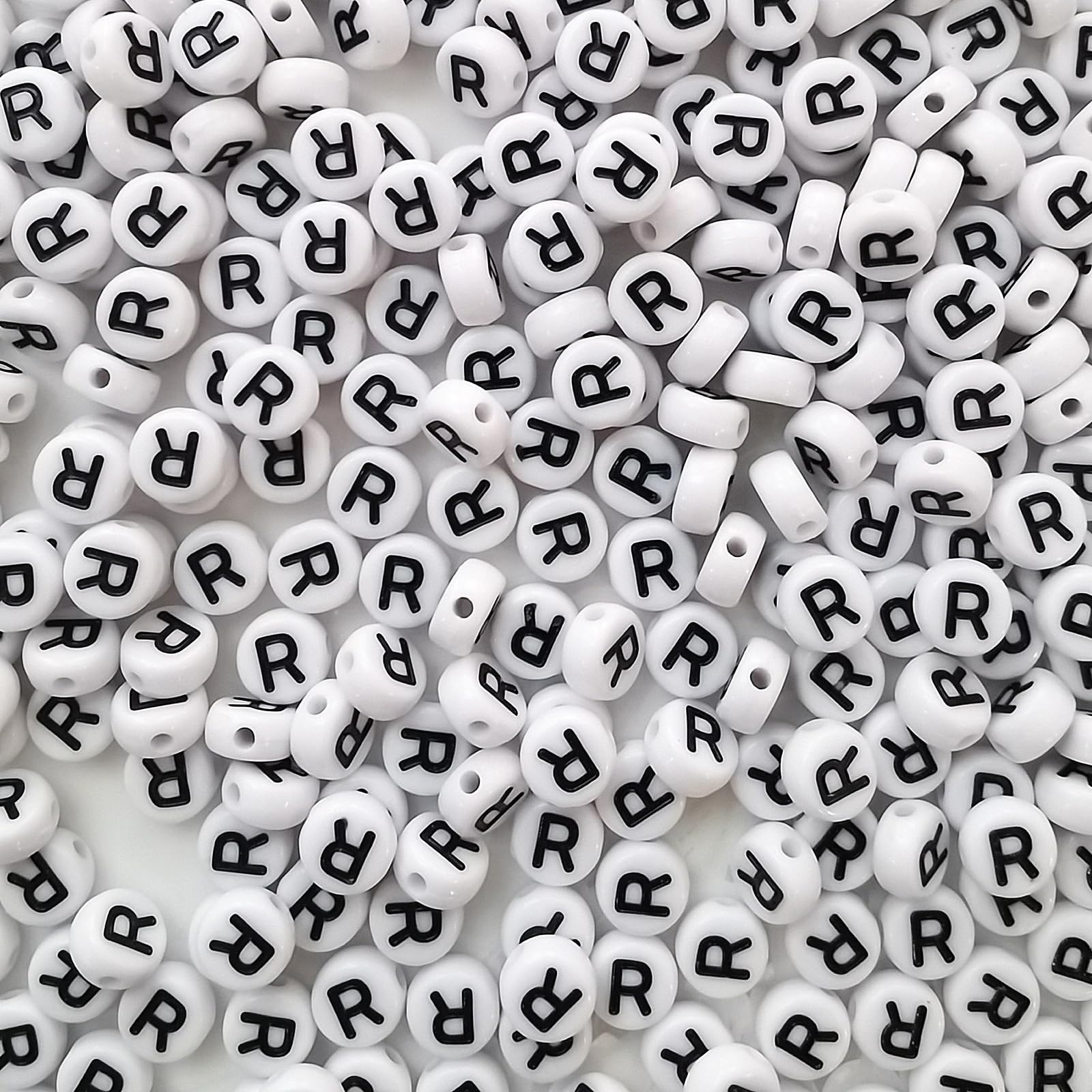 Amazon.com: Amaney Letter Beads R 100pcs 7×4mm White Round Acrylic ...