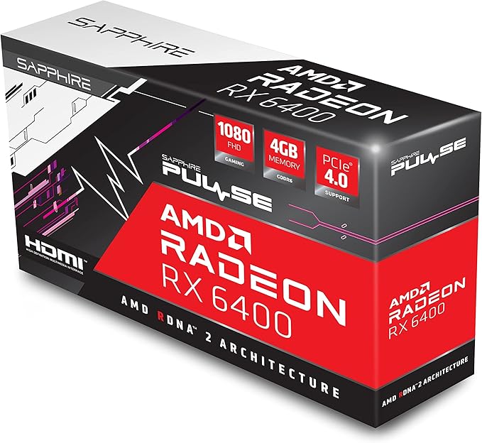 Amazon.com: Sapphire Pulse AMD Radeon RX 6400 Graphics Card GDDR6 1080 ...