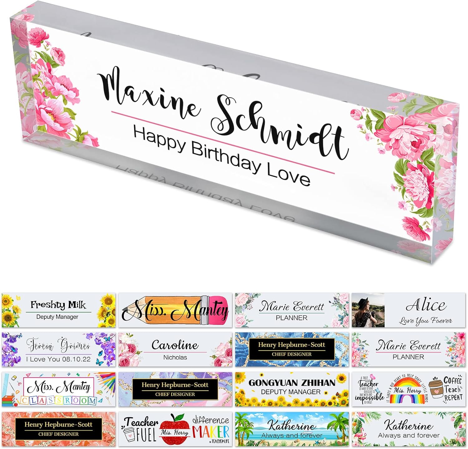 Amazon.com: Personalized Name Plate Custom Desk Acrylic Nameplate ...