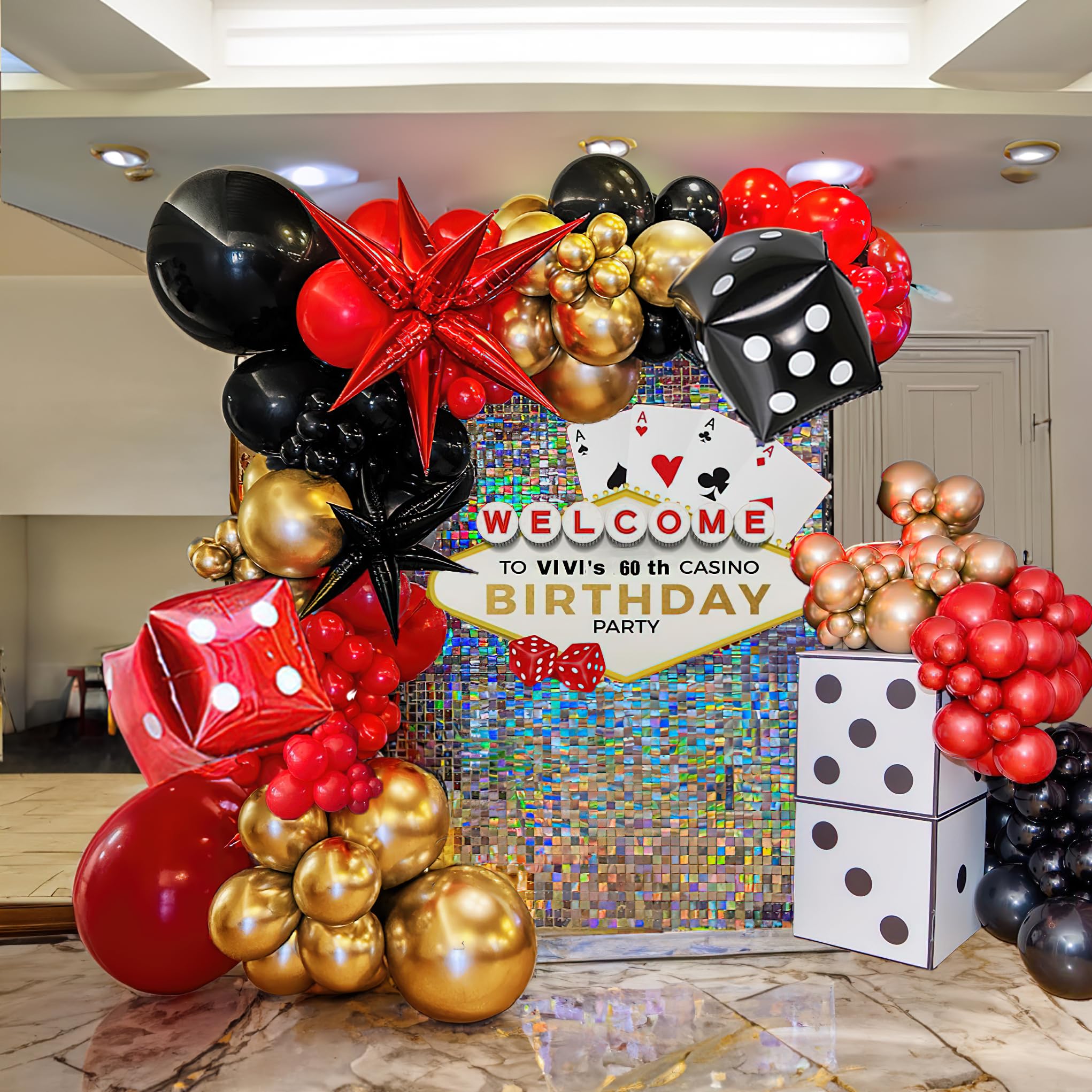Amazon.com: Casino Balloons Garland Arch Kit 124PCS red black and gold ...