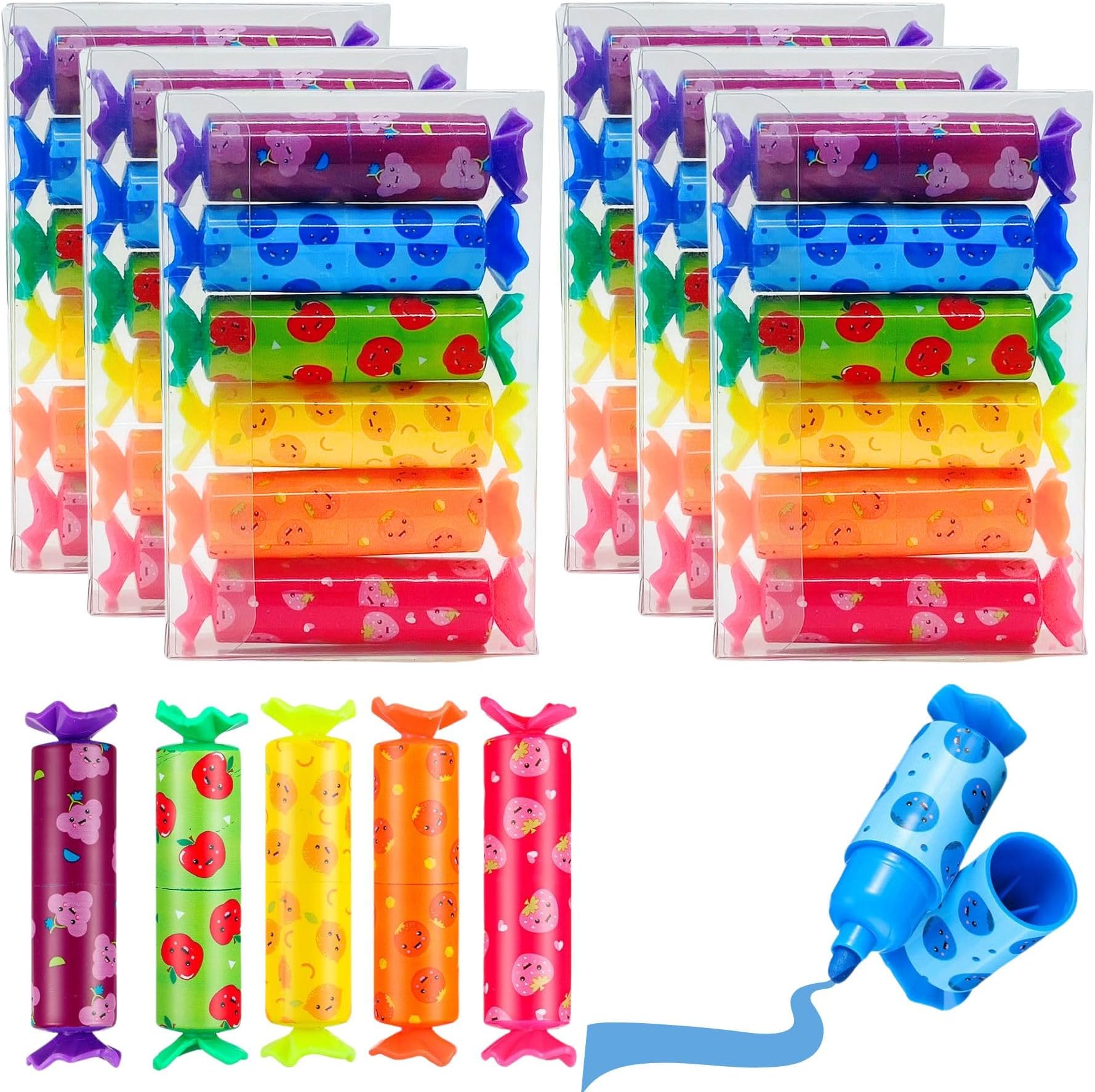 24 Stück Mini Textmarker, Süße Bonbon Textliner Stifte für Kinder ...