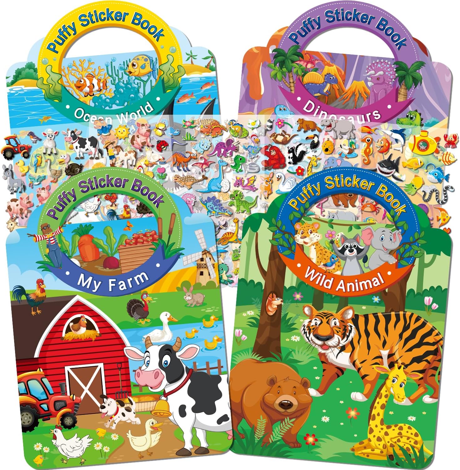Amazon.com: Kalysky 6Set Puffy Sticker Books for Kids 2-4, 3D Reusable ...
