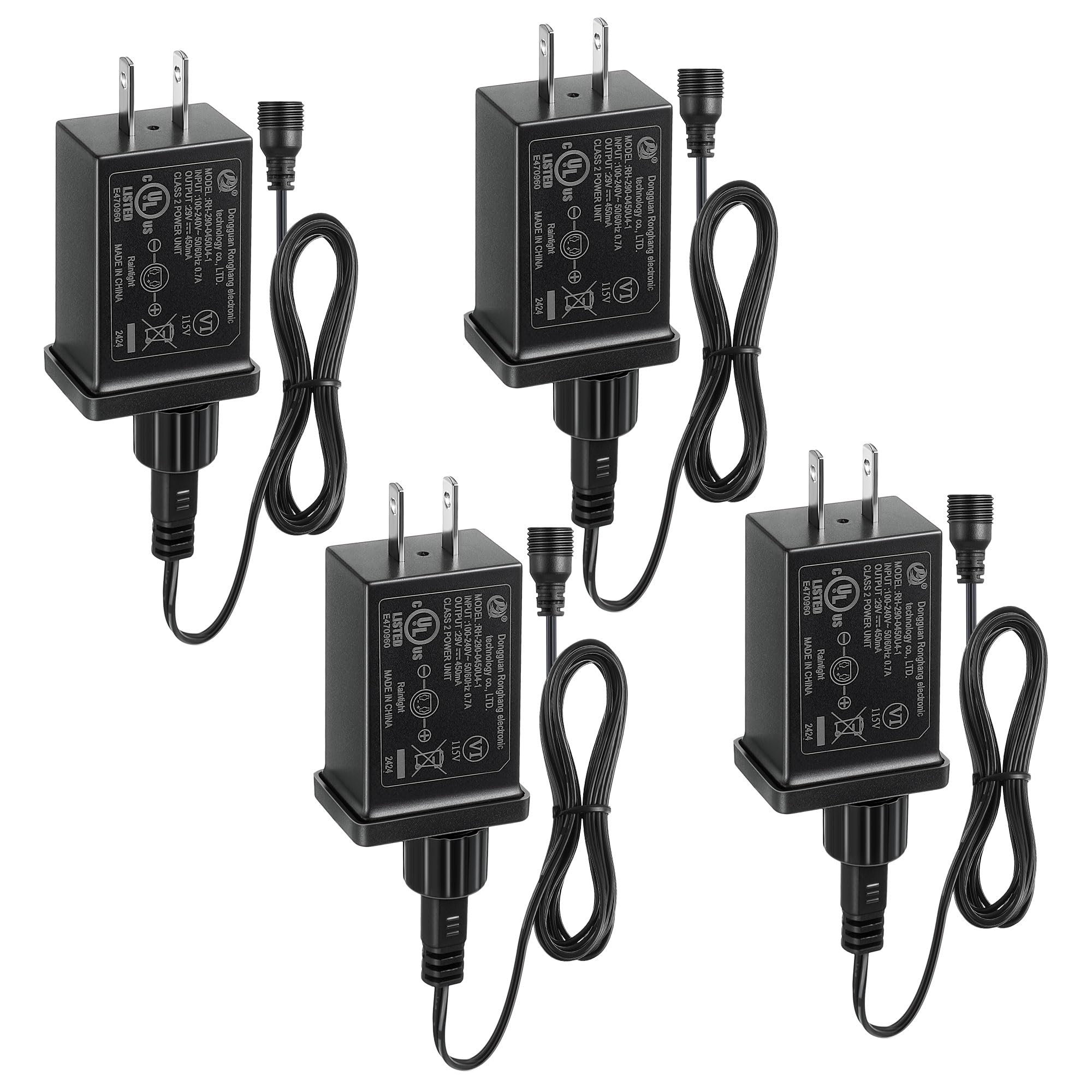 4 Pack 29V 13W Power Supply with 9.8Ft Extension Cables, Class 2 LED ...