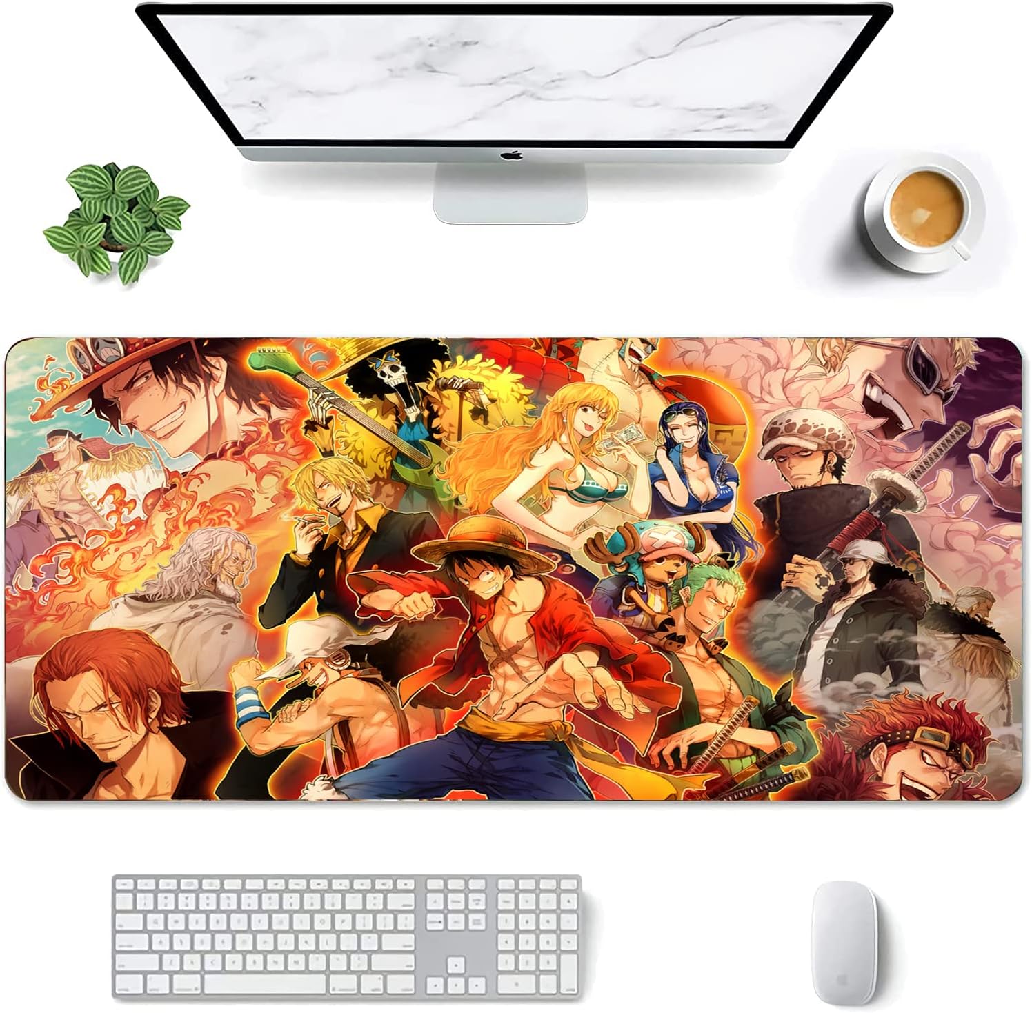 JUNGLE ART Mouse Pad Largo Gamer | Artístico Personajes One Piece Anime ...