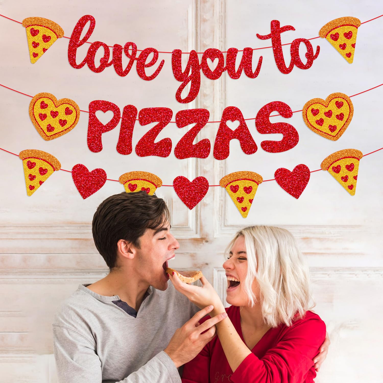 Snapklik.com : Love You To Pizzas Banner Valentine Pizza Decorations ...