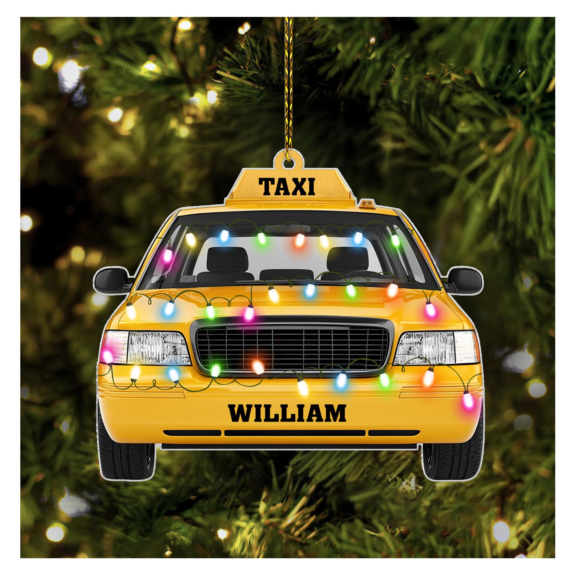 Amazon.com: Hyturtle Personalized Taxi 2D Flat Christmas Ornament ...