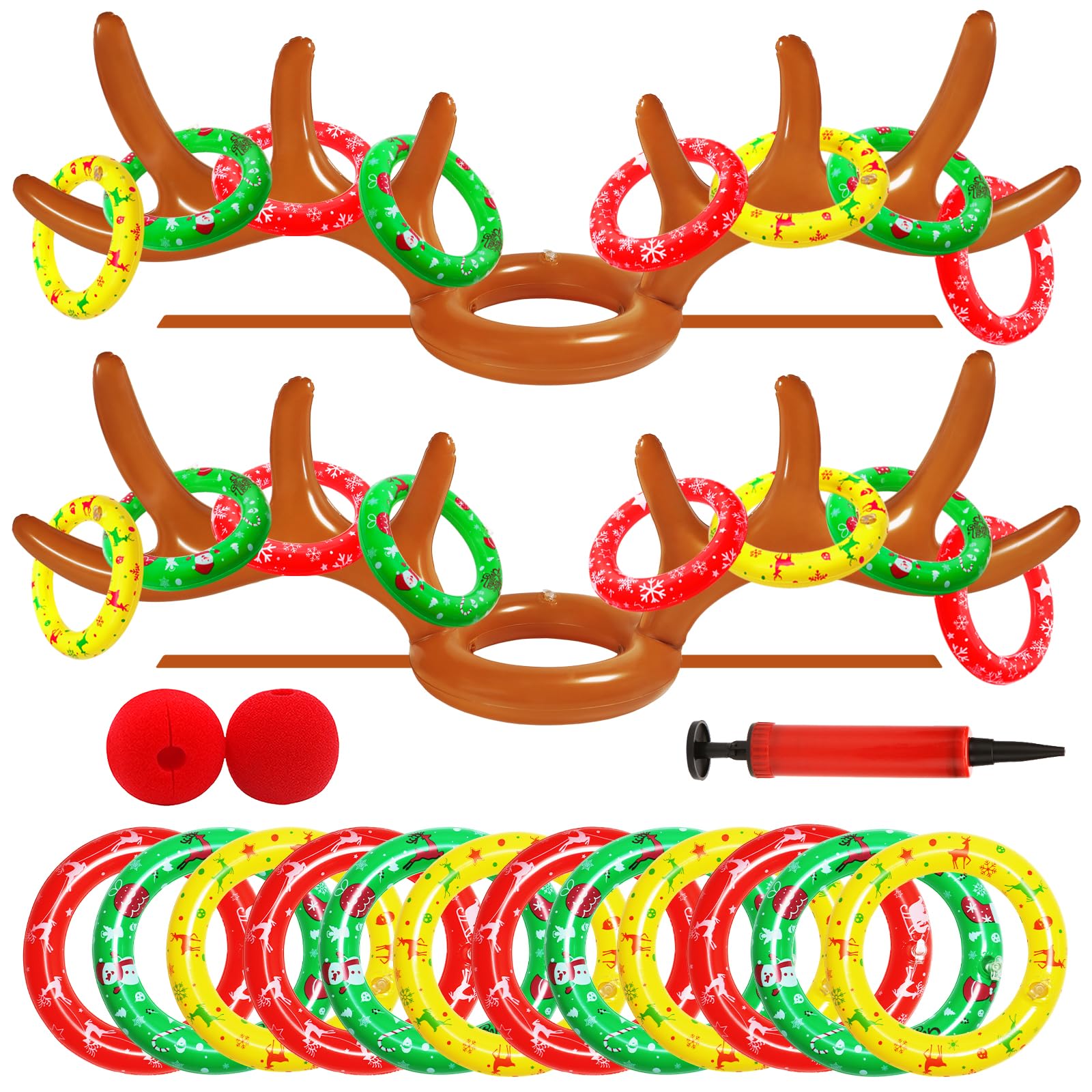 Dokeawo Christmas Games Inflatable Reindeer Antler Ring Toss Games ...