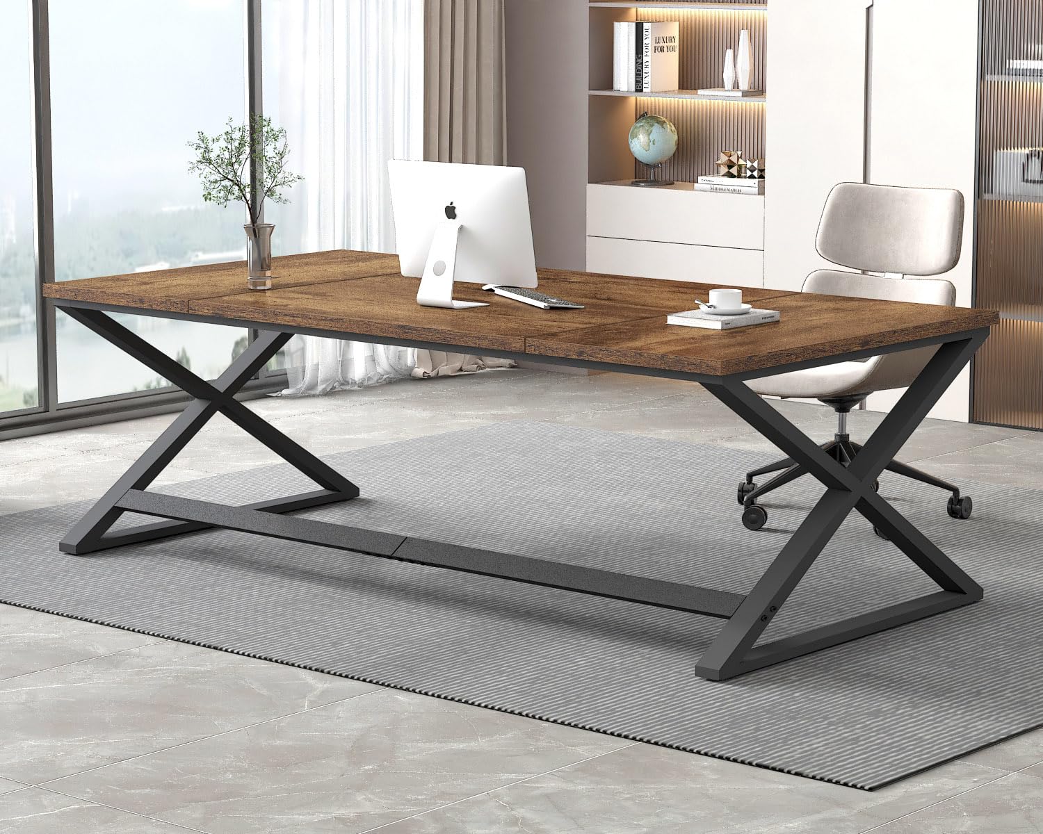 Amazon.com: IBF Rustic Large Desk for Home Office, 78.7" Extra Long ...