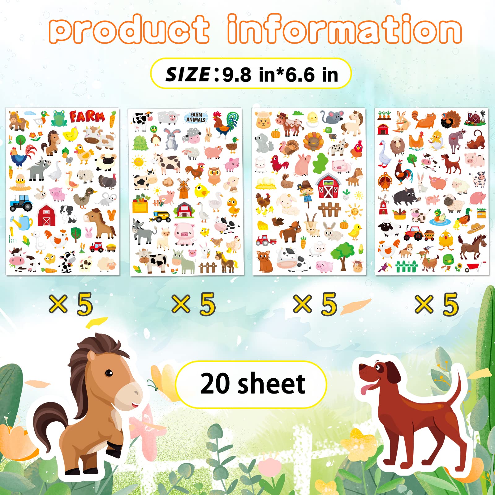 Snapklik.com : Farm Animal Stickers Cute Farm Barnyard Cow Sheep Horse ...