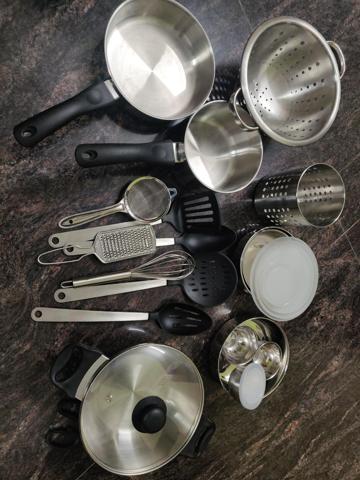 Buy Amazon Brand - Solimo Stainless Steel Cookware Set, Set of 25 ...