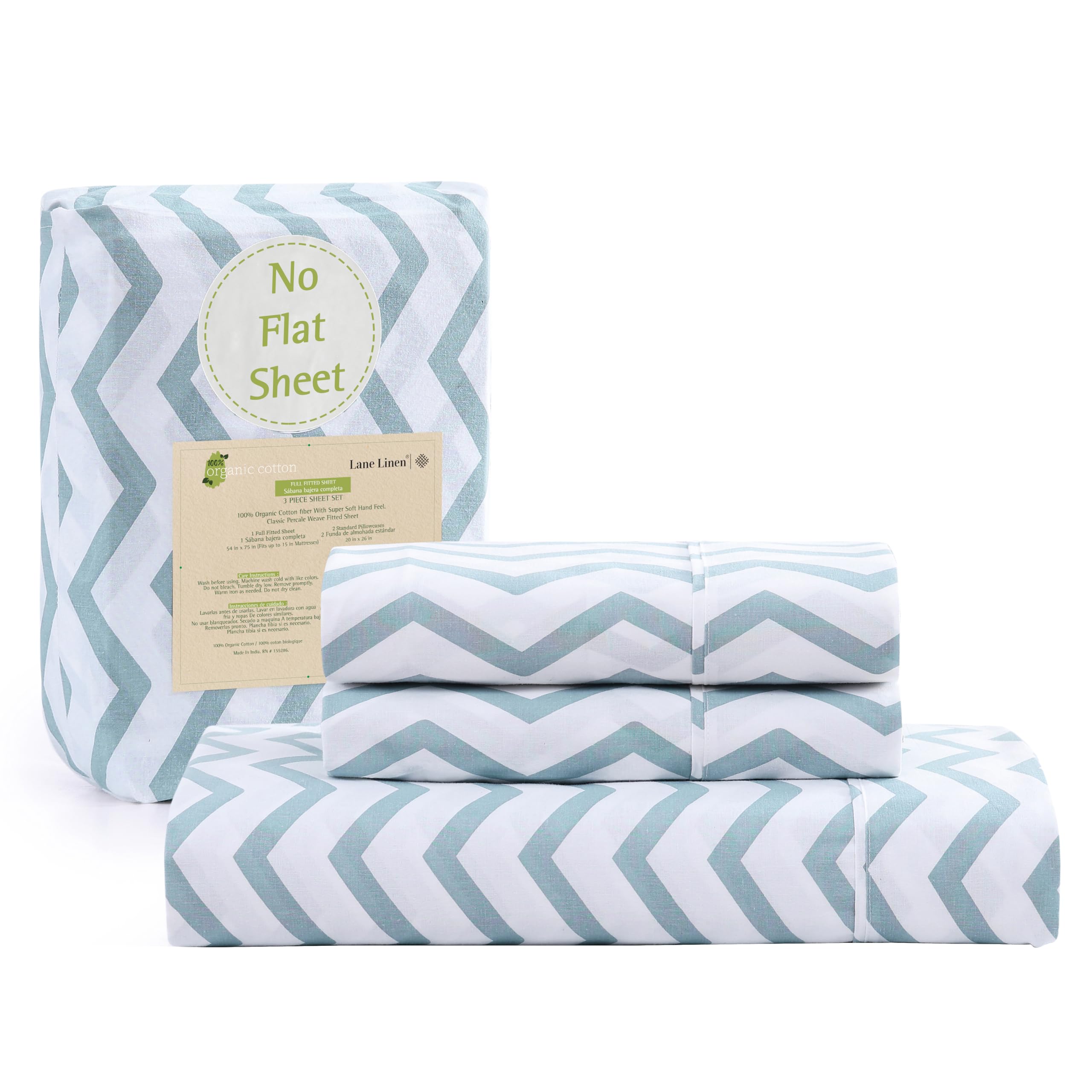 Amazon.com: LANE LINEN Fitted Sheet Full Size, 100% Organic Cotton, 3 ...