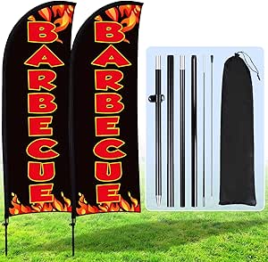 Amazon.com : Buryeah 2 Sets Barbecue BBQ Feather Flag Kit 7 x 5.4 ft ...
