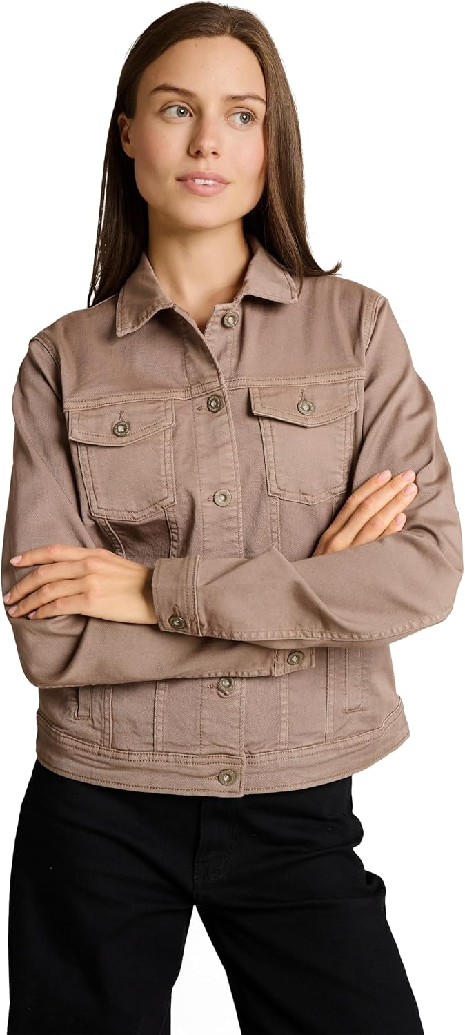 TOM TAILOR Women's Denim Jacket with Chest Pockets, 36516 - Taupe Grey ...